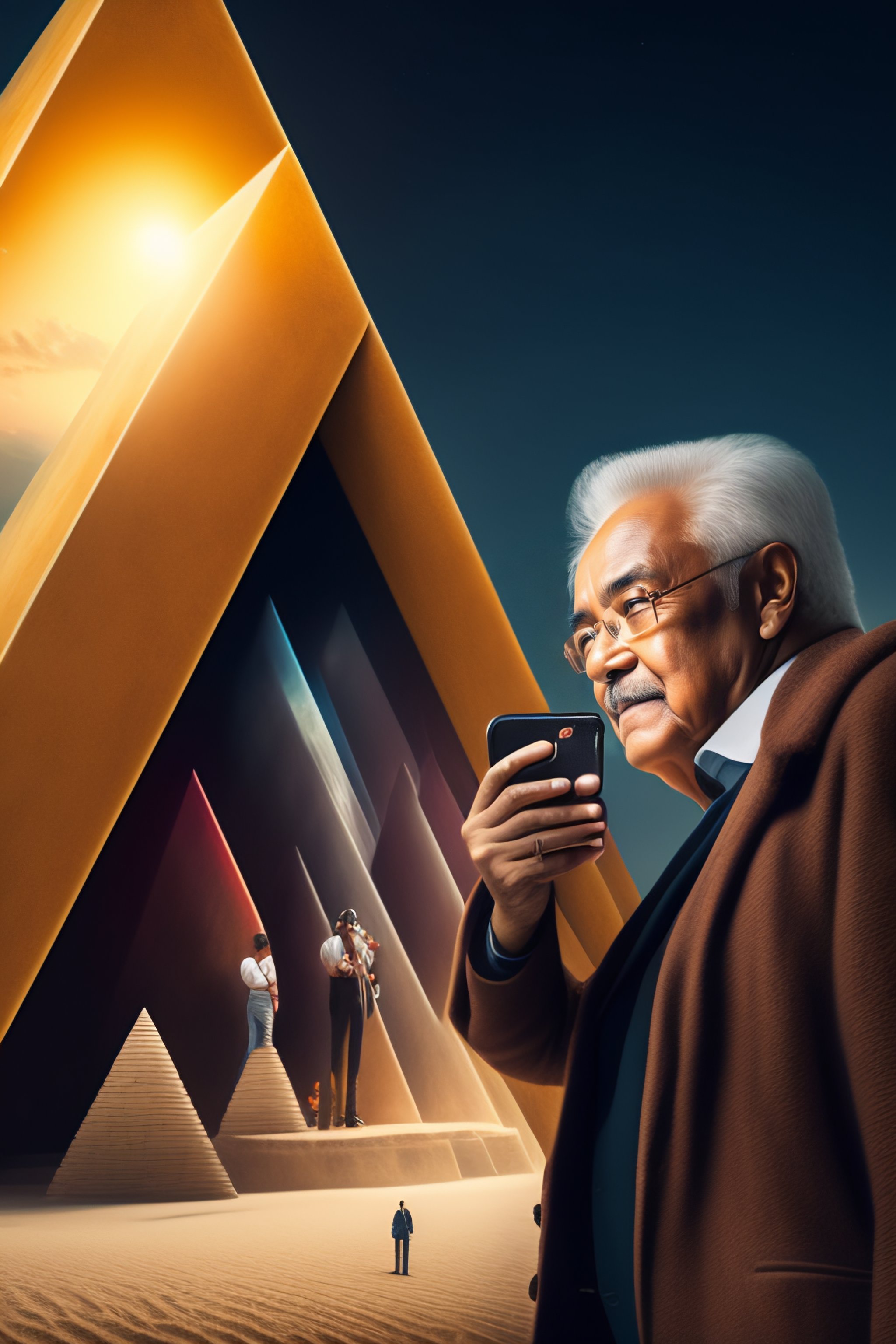 Lexica - Portrait of a random time traveller taking selfie with people ...