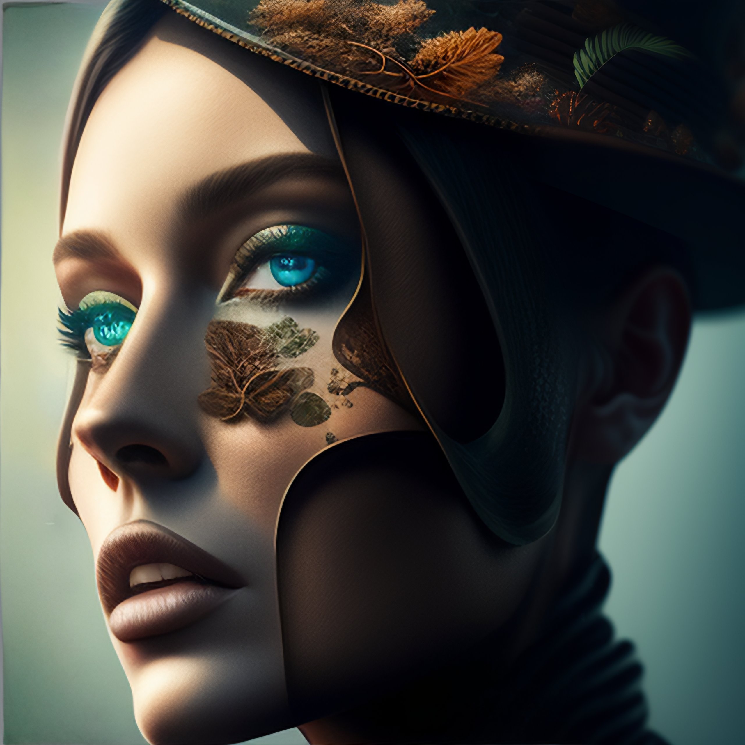 Lexica - Layered transparency of human inside with mushroom hybrid ...