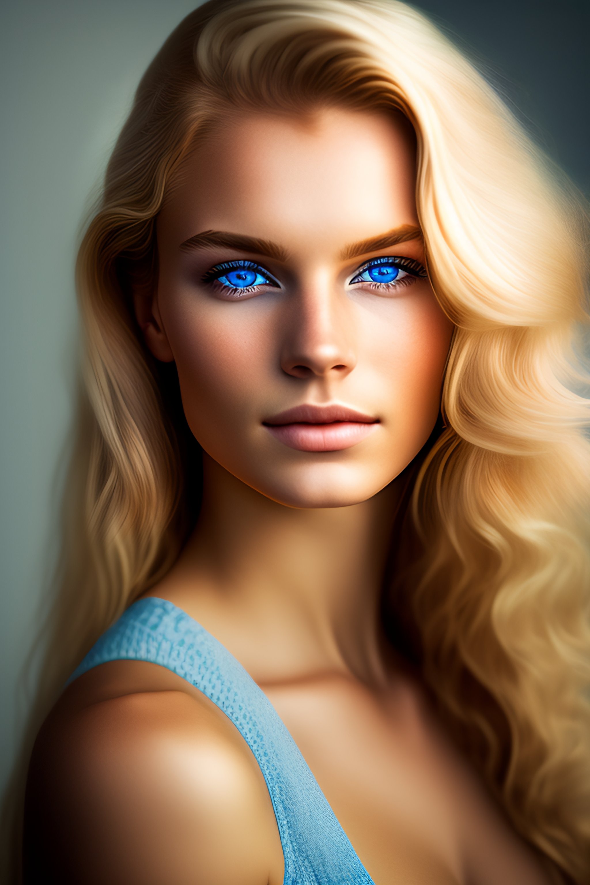 Lexica - Portrait of a beautiful 22 years old Russian girl with blond hair and blue eye ...