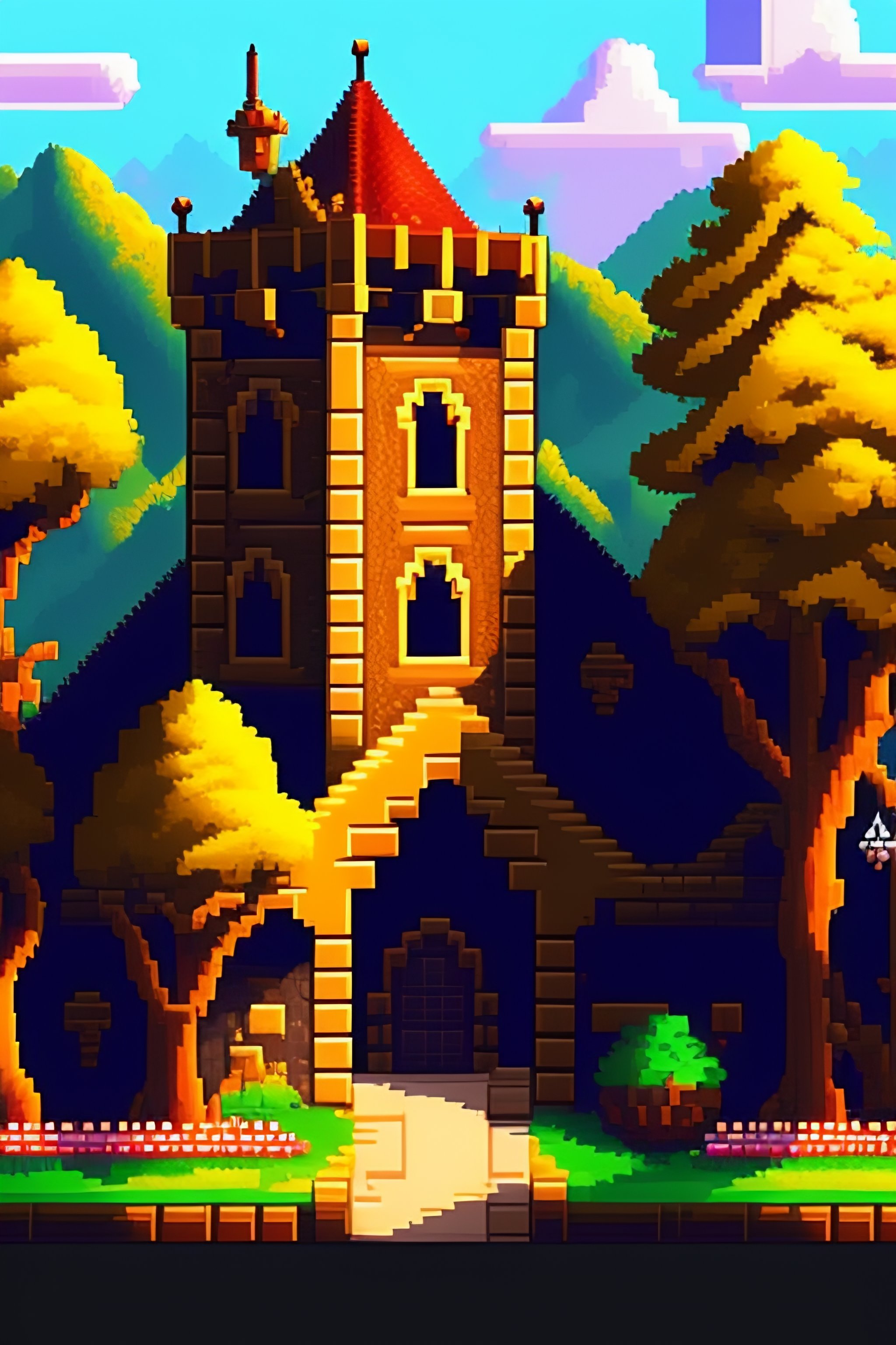 Lexica - Pixel art medieval background