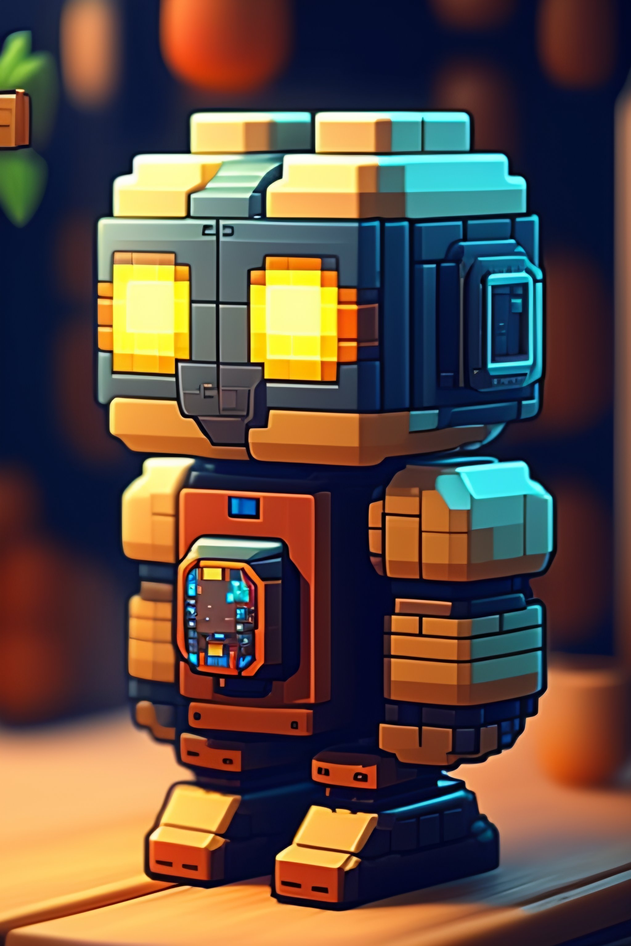 Lexica - 8-bit pixel art of robot, facing directly forward, cozy indoor ...
