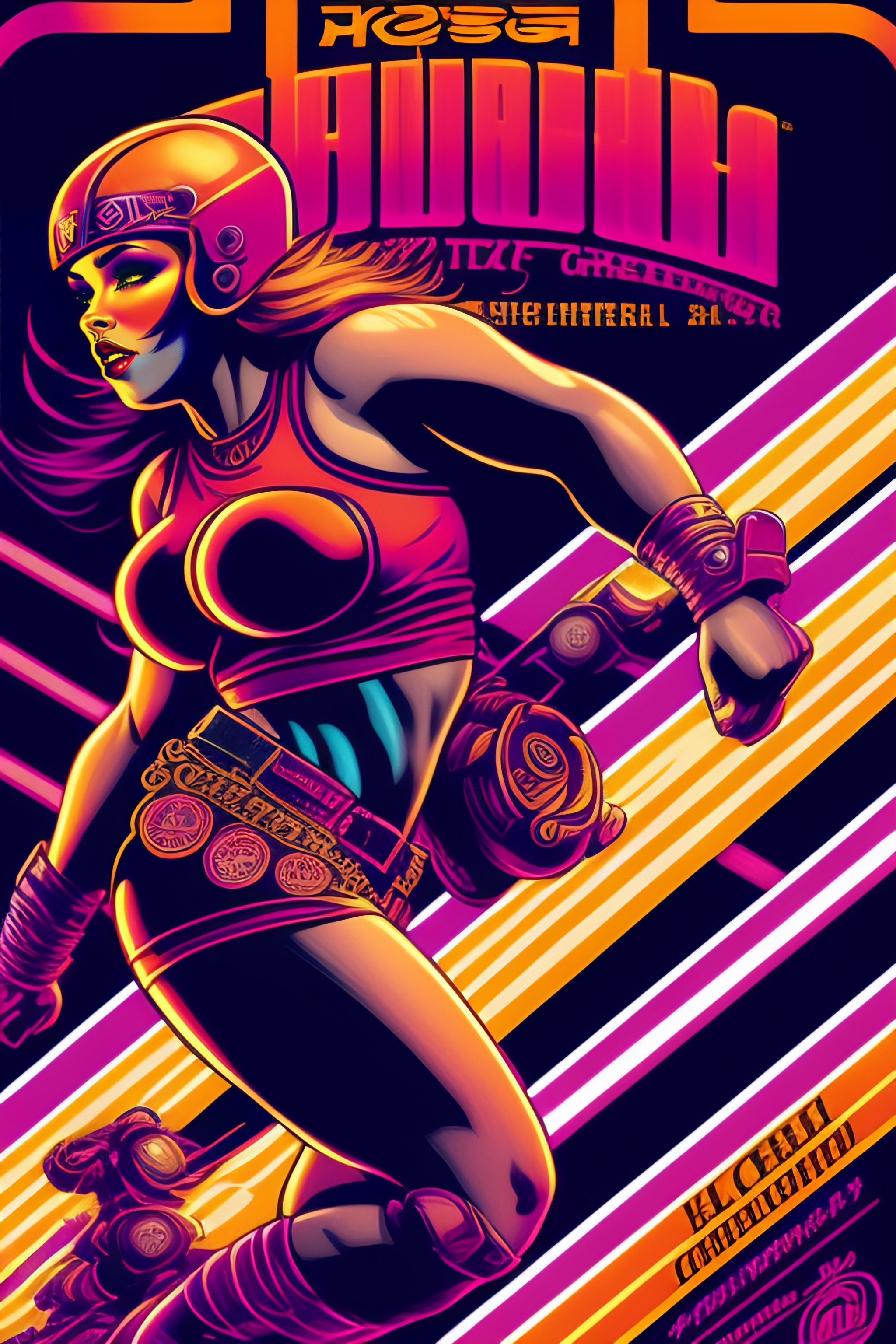 Lexica - Roller derby girl sprinting Cross-Over, logo design by Philippe Caza