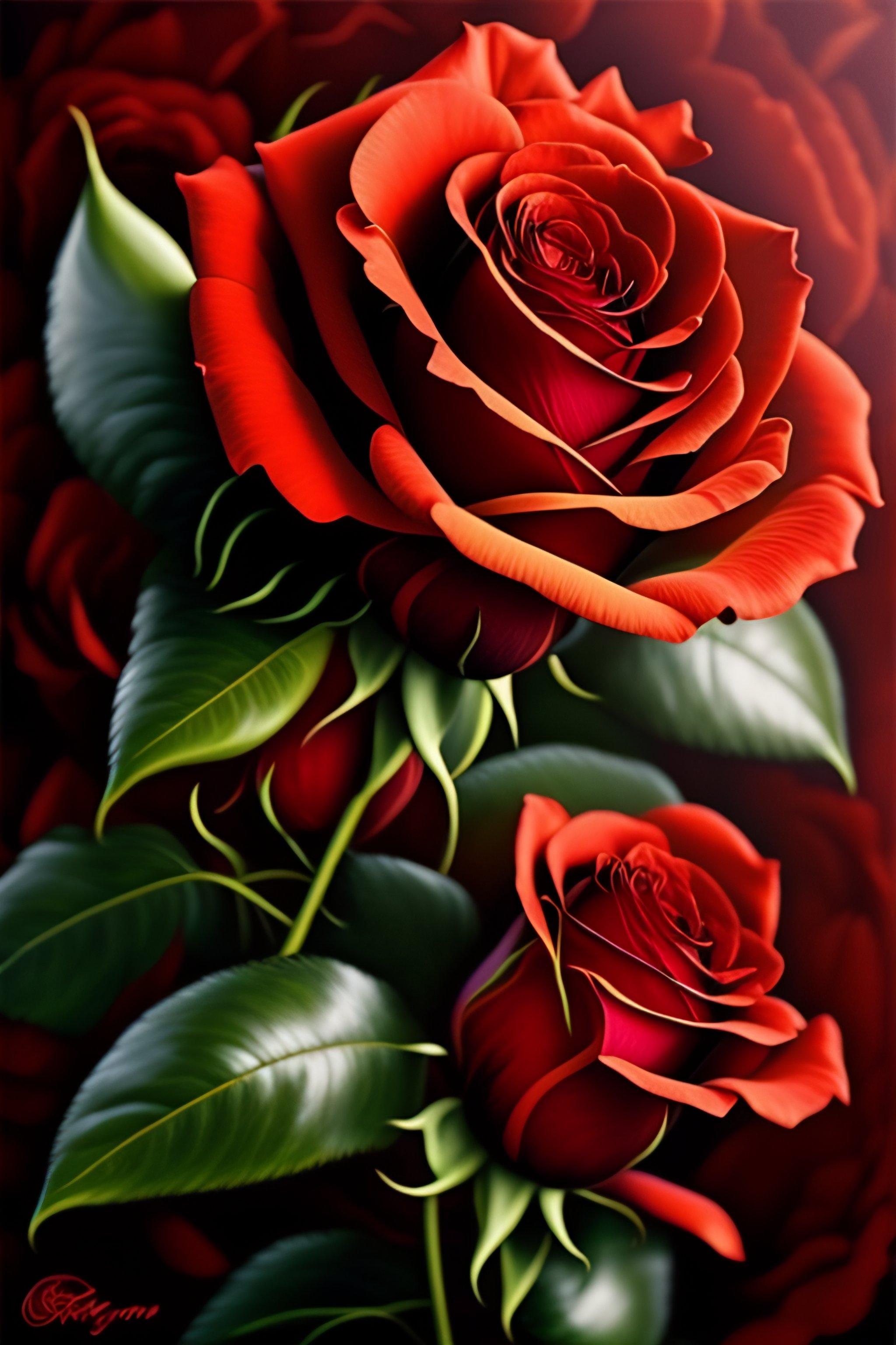 Lexica - Large impressive dragon black scales coming out of a red rose ...