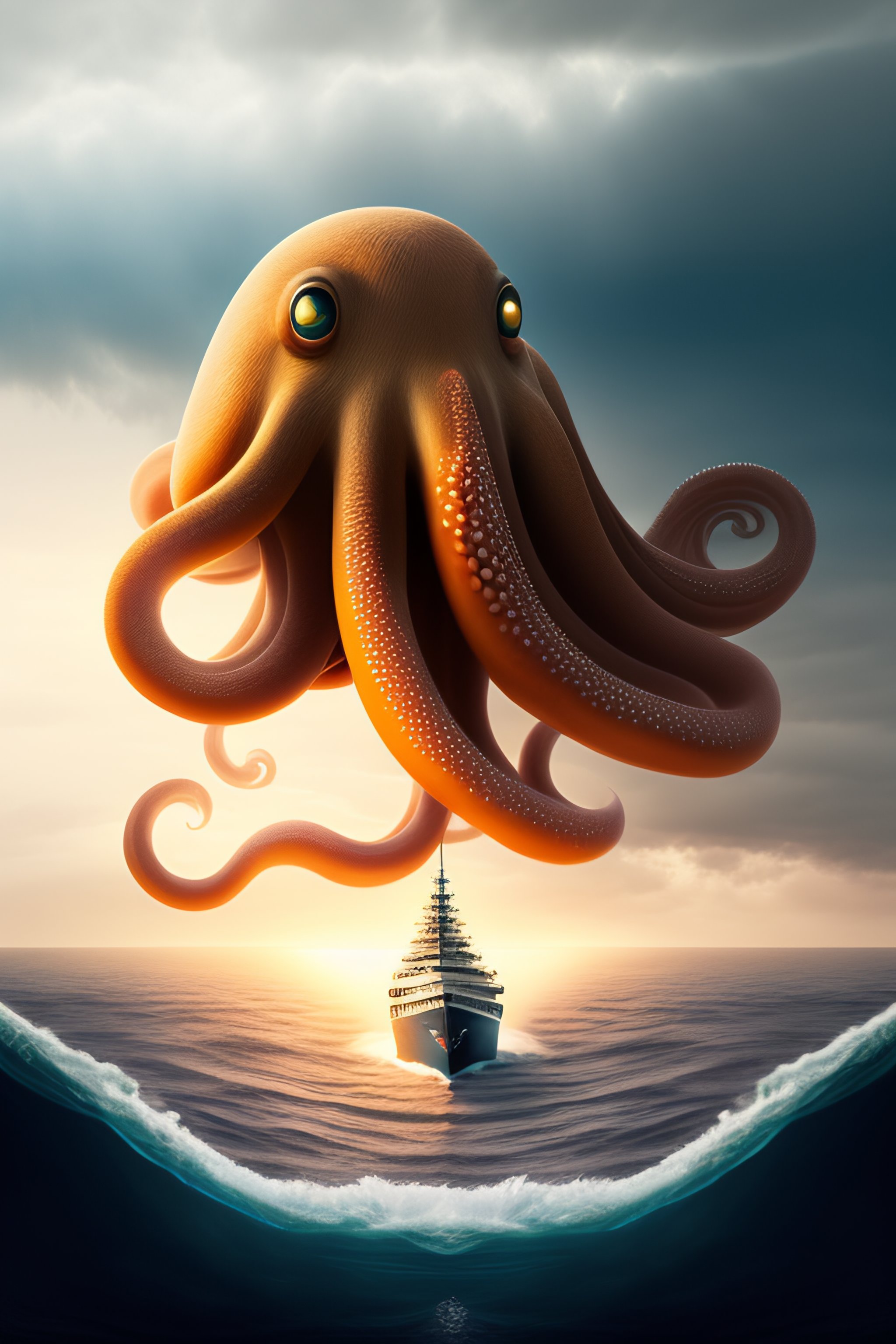 Lexica - A giant octopus grabbing a ship