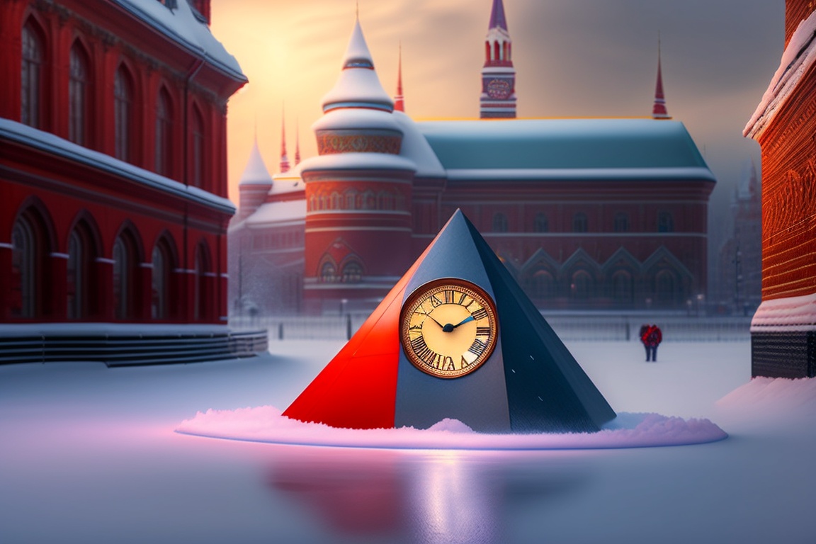 Lexica - Red Square frozen clock, political collapse and scared people