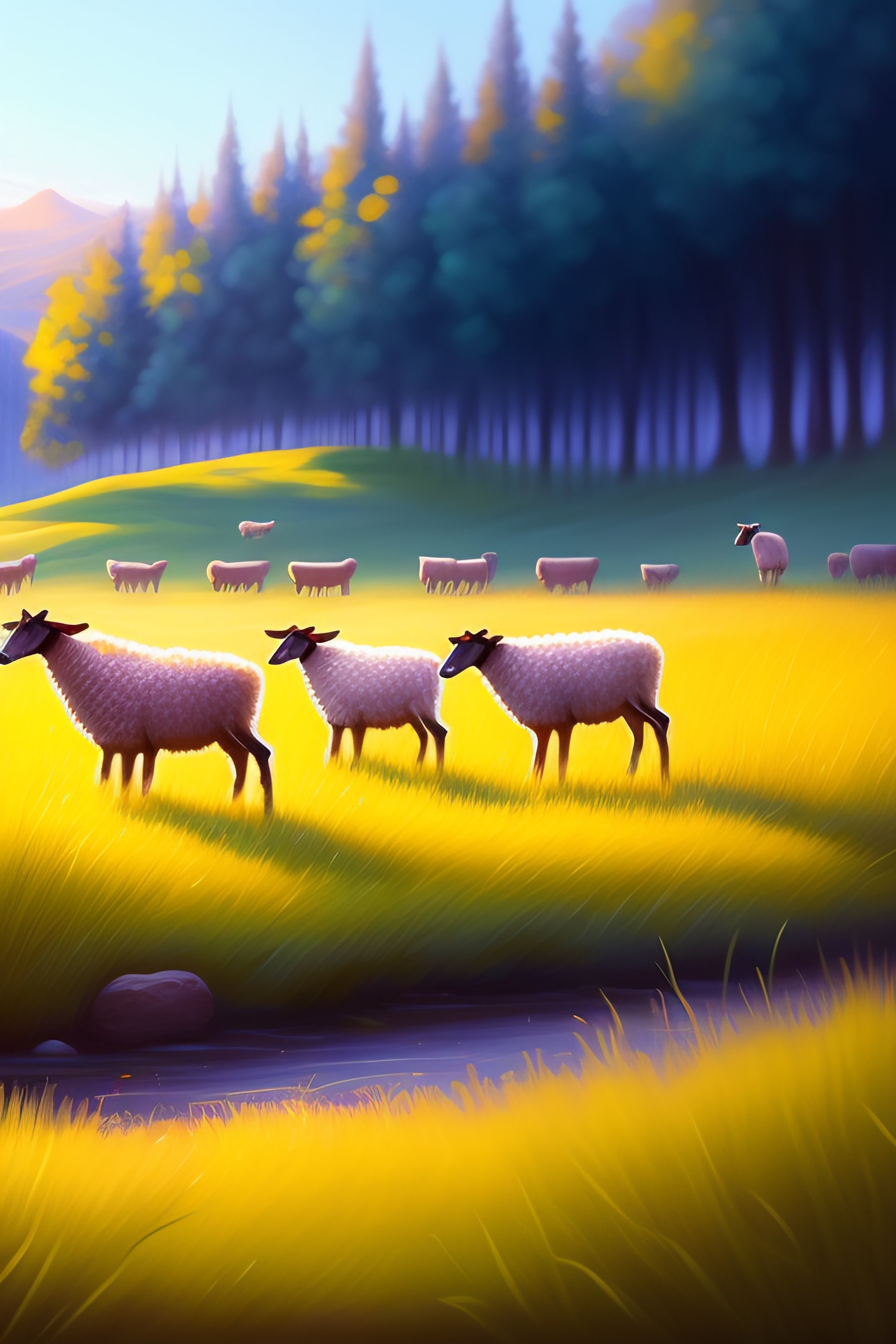 Lexica - Young Shepard running, group of sheep, grazing fields, summer camp, highly detailed ...