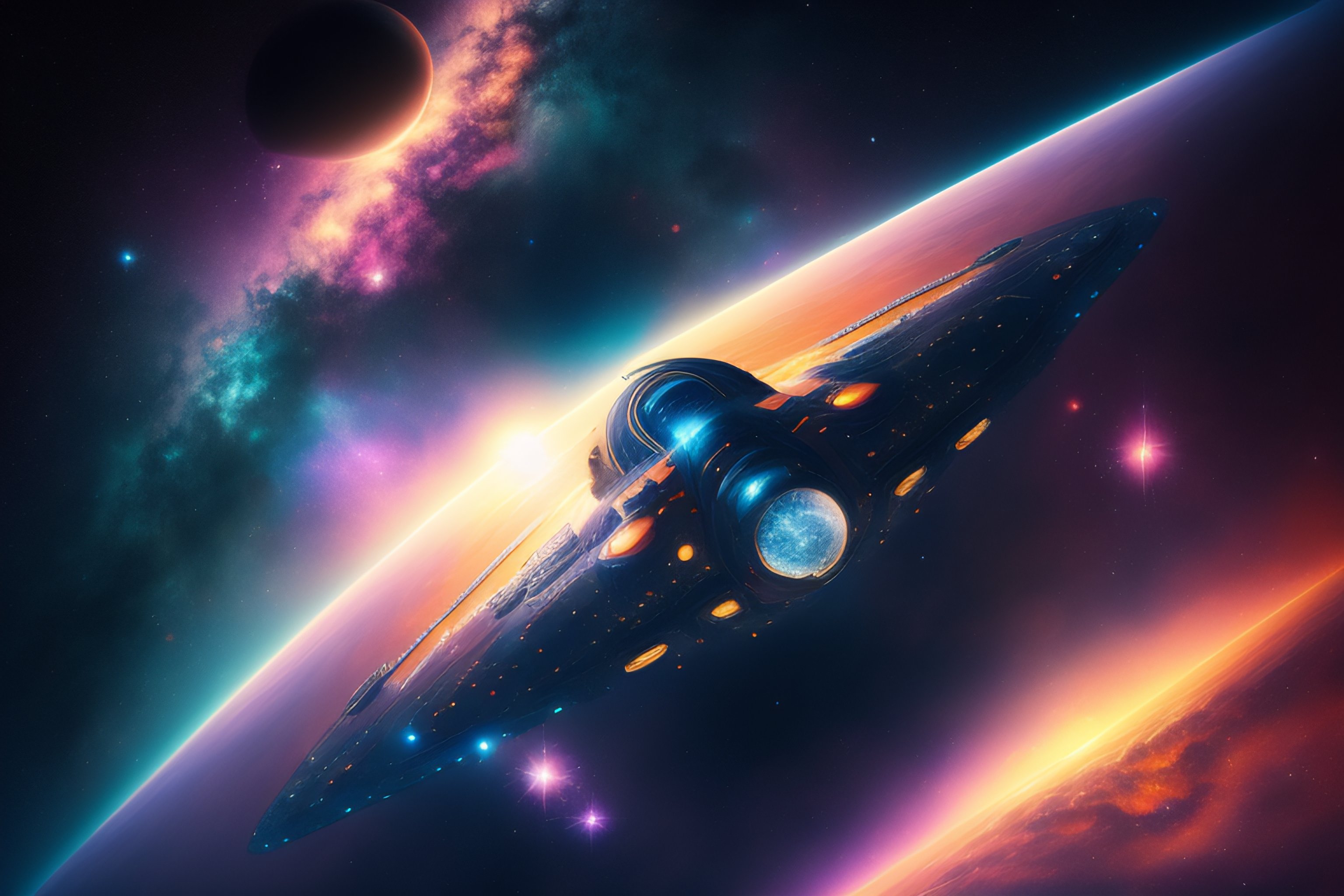 Lexica - Futuristic space, star clusters, stars, spaceship