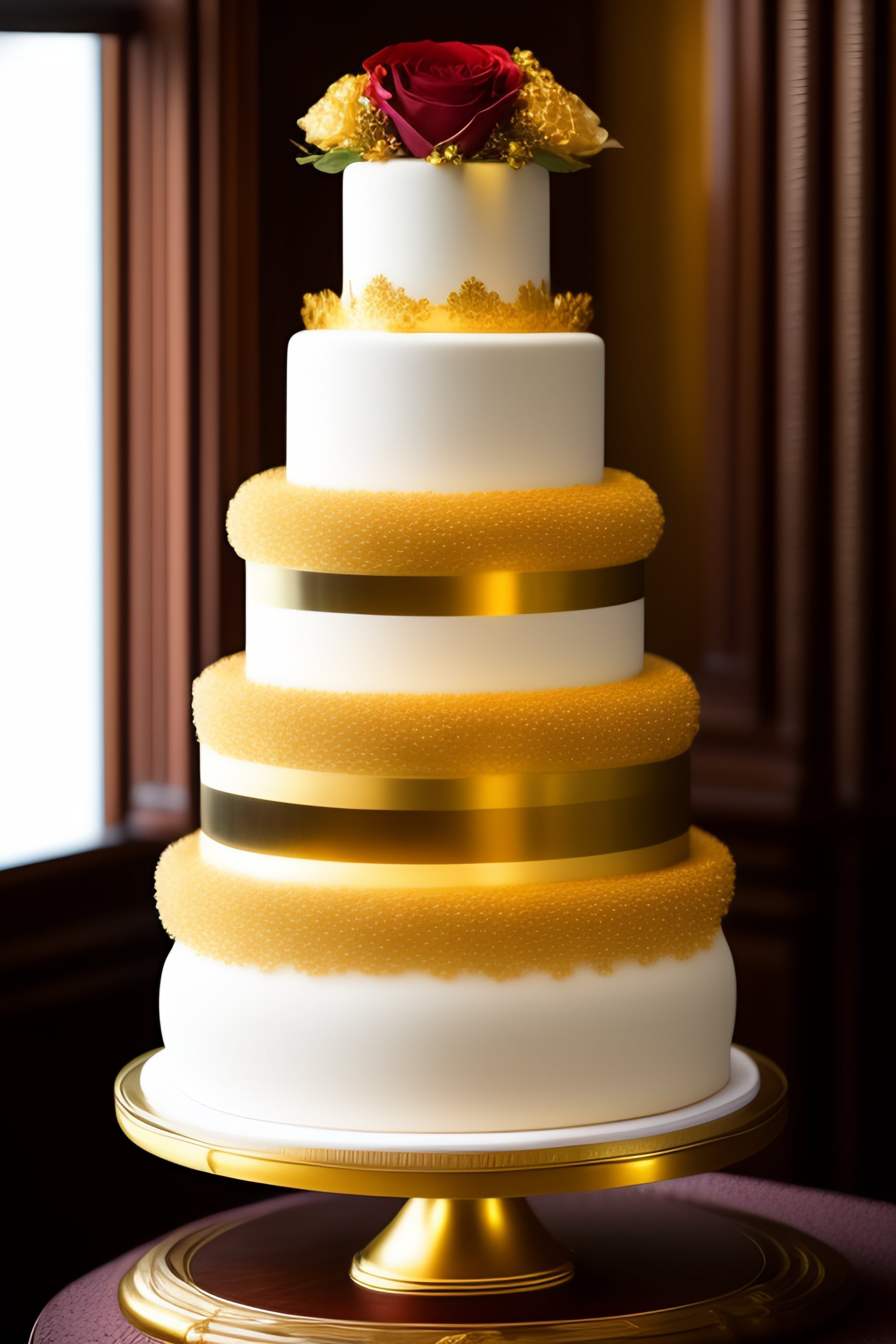 Lexica - 7 tier golden wedding cake with roses