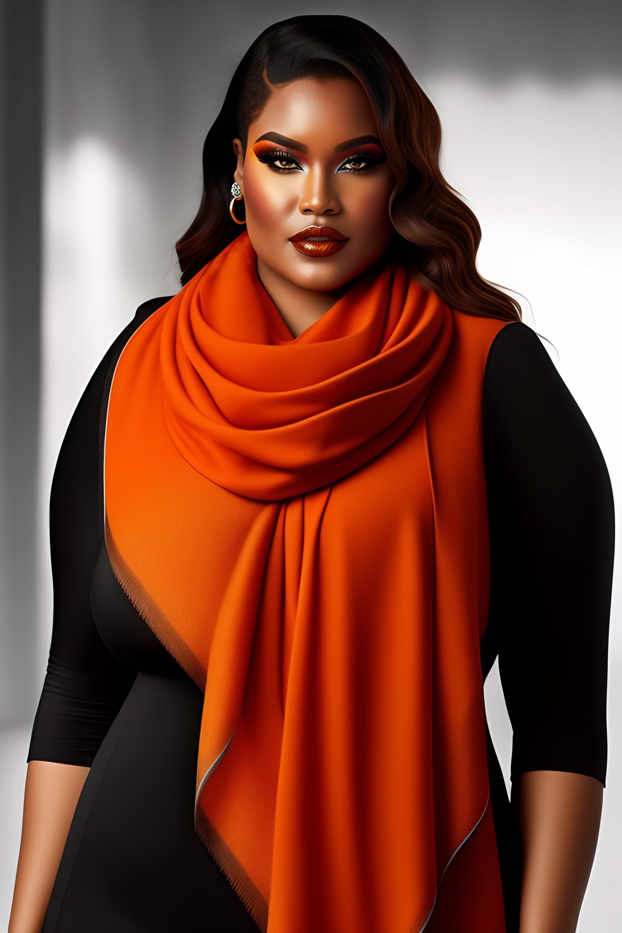 Lexica - Fashion show plus size cothic women with black orange 3d ...