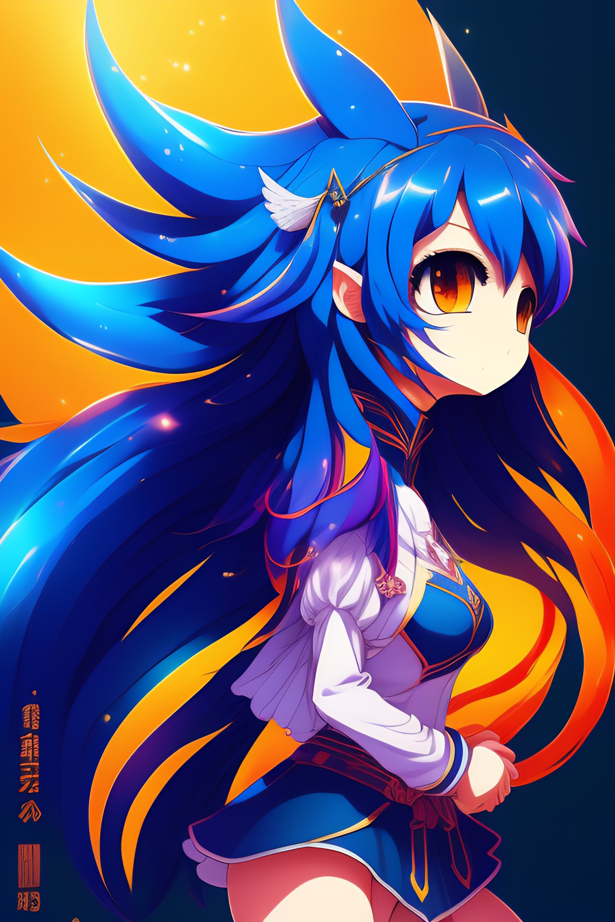 Lexica - A cerulean phoenix, in the style of chibi anime.