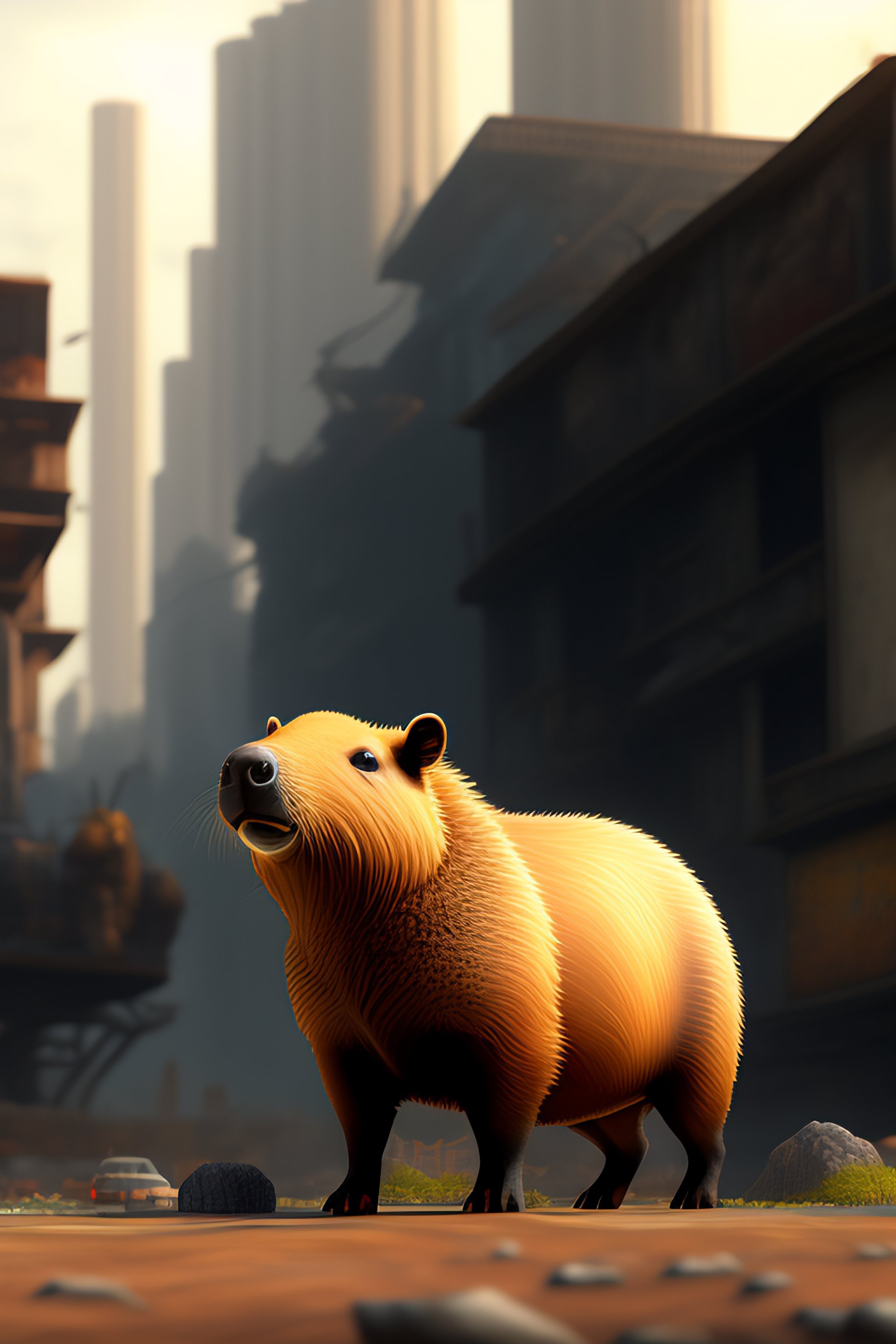 Lexica - Big capybara, post apocalypse, mutations, ruined city, highly ...