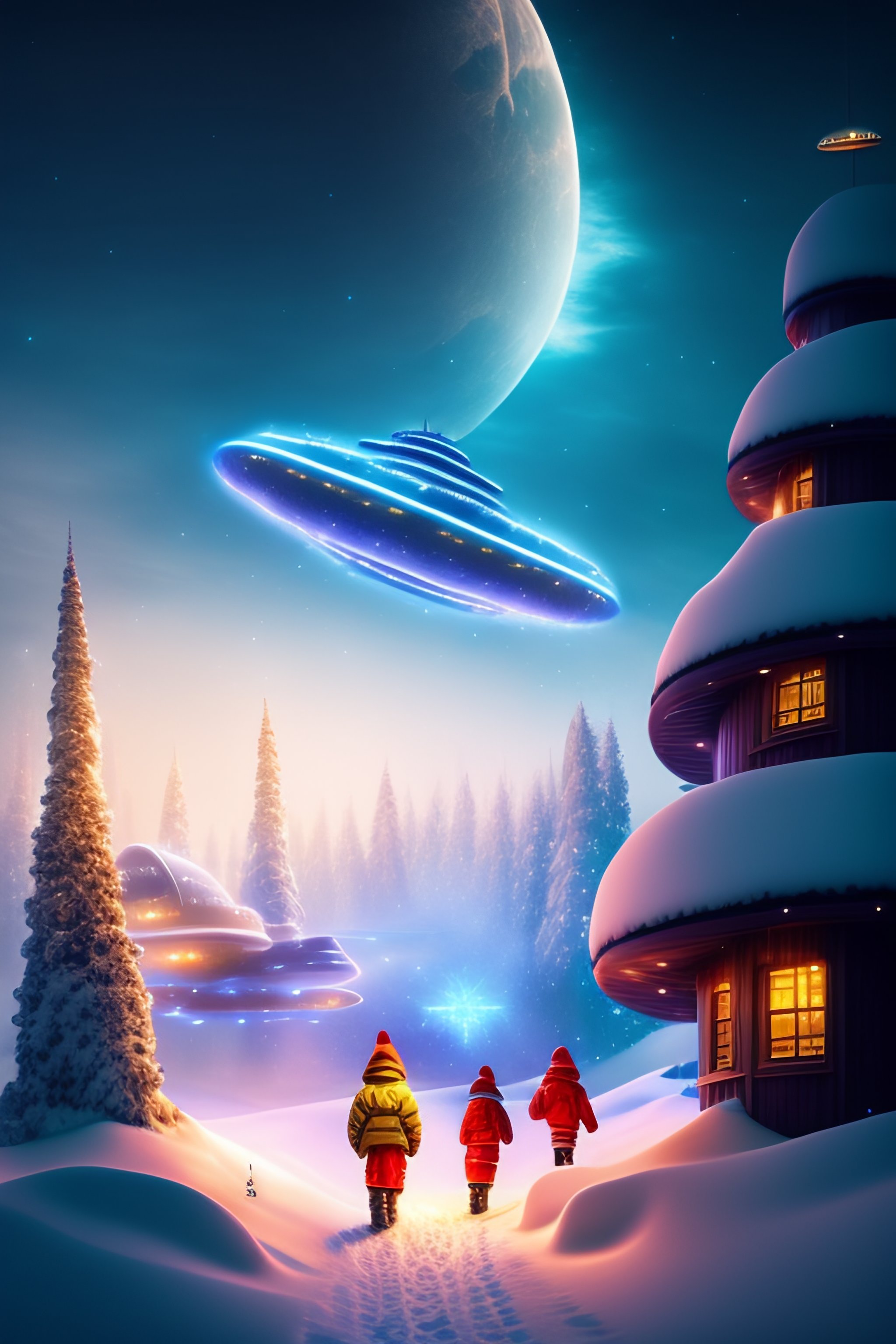 Lexica - Futuristic, sci-fic, cinematic scene. Christmas, The Three ...