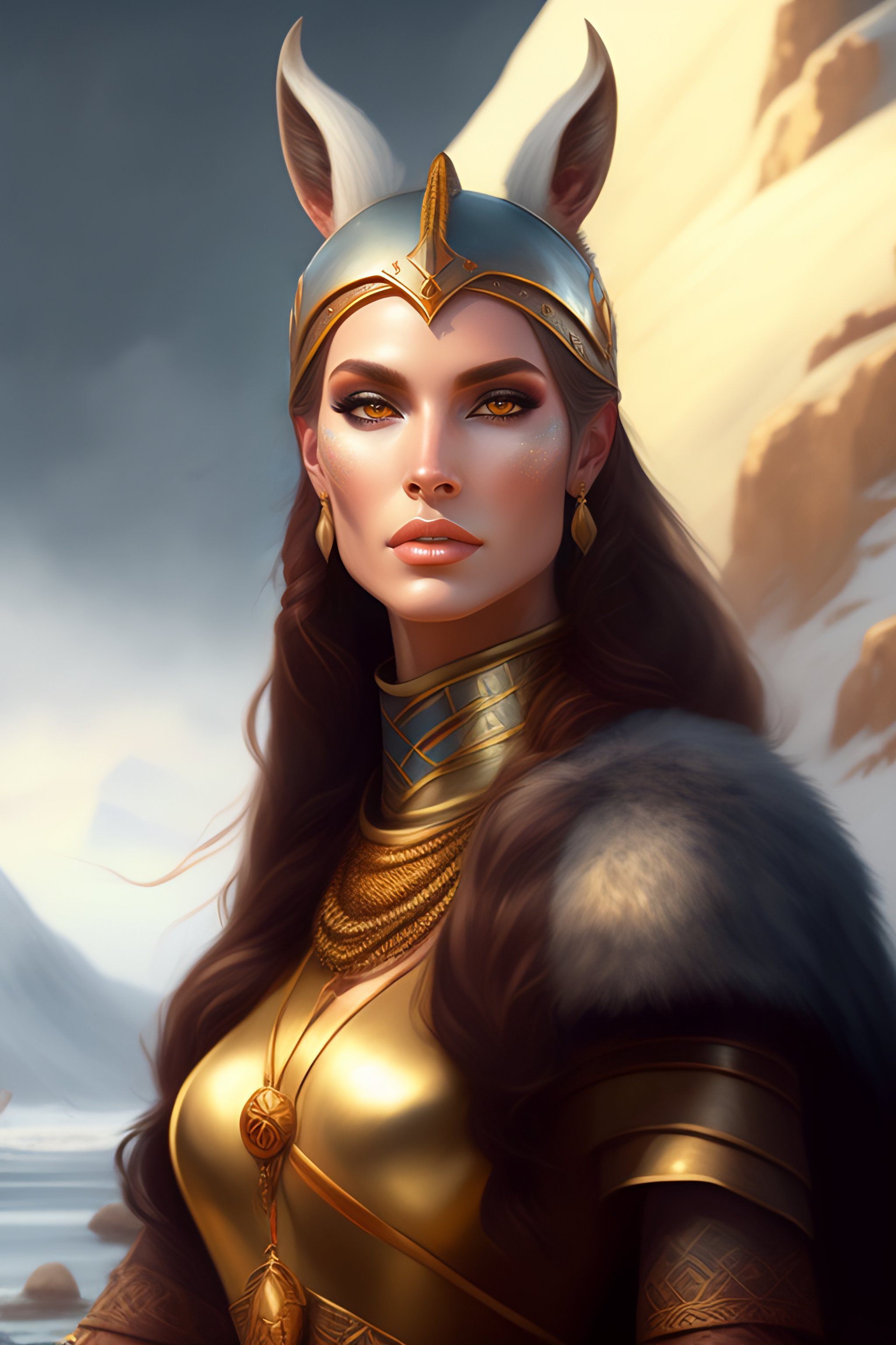 Lexica - Female anthropomorphic llama in viking outfit, realistic ...