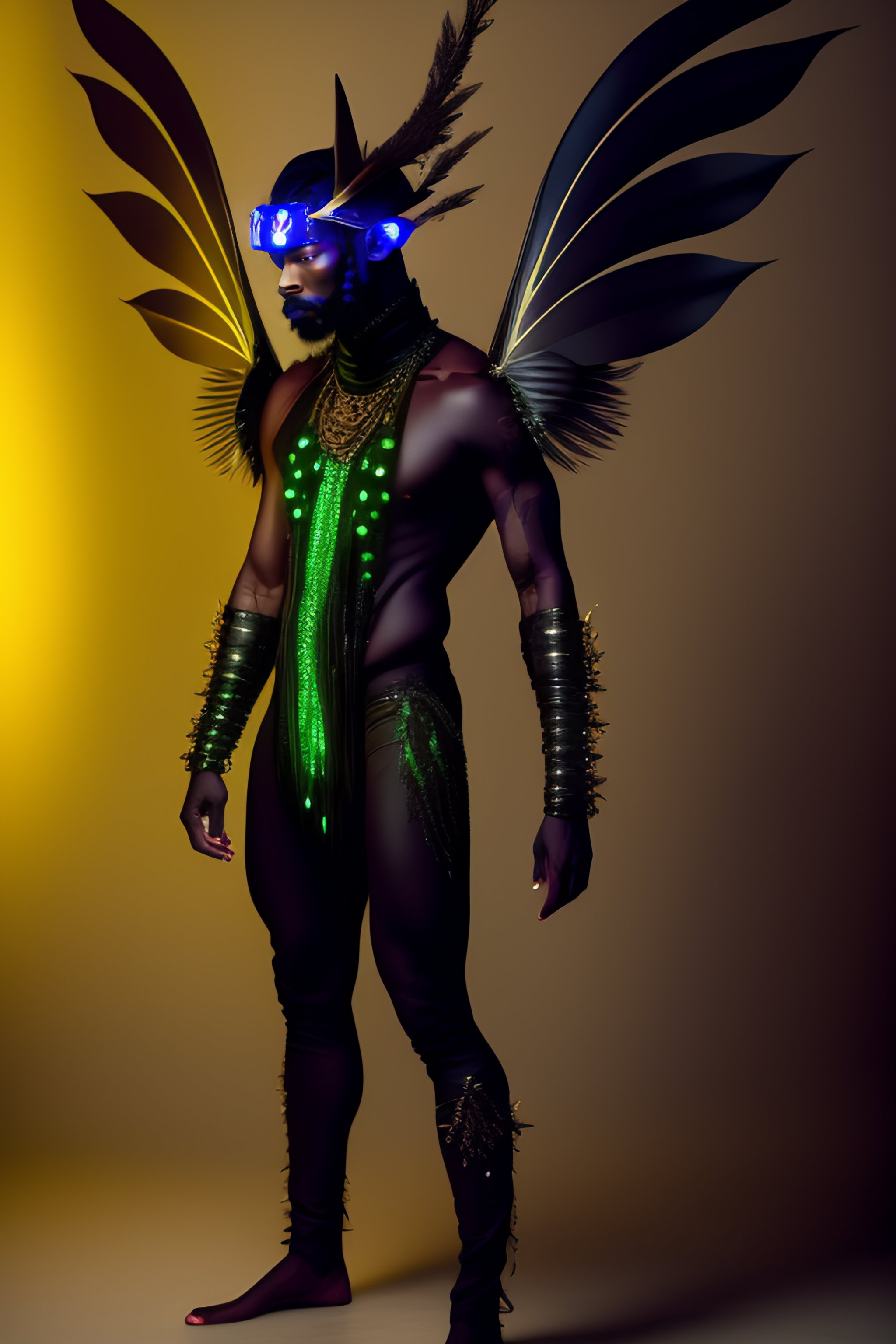 Lexica - Haute couture full body male bioluminescent biopunk tall man ...