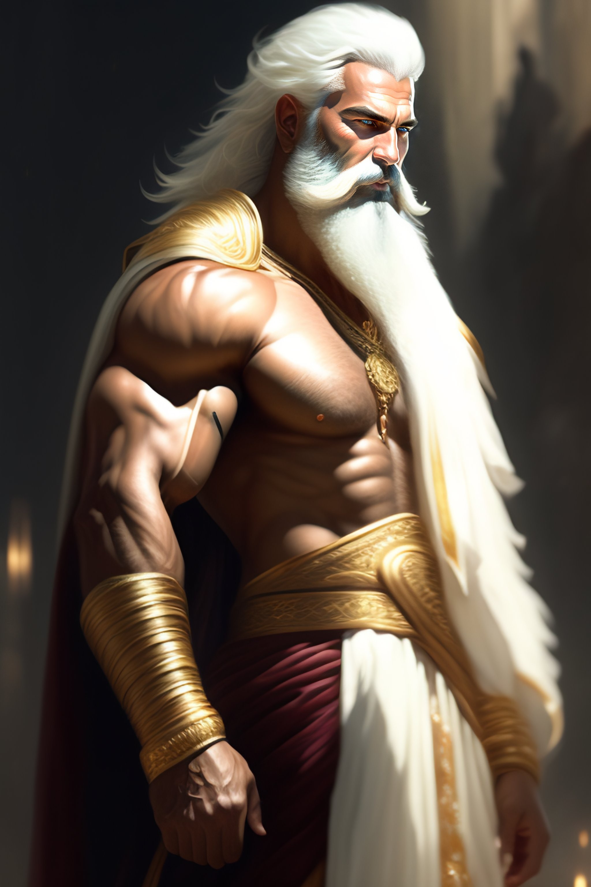 Lexica - Painted realism portrait of ruggedly handsome zeus as by ruan ...