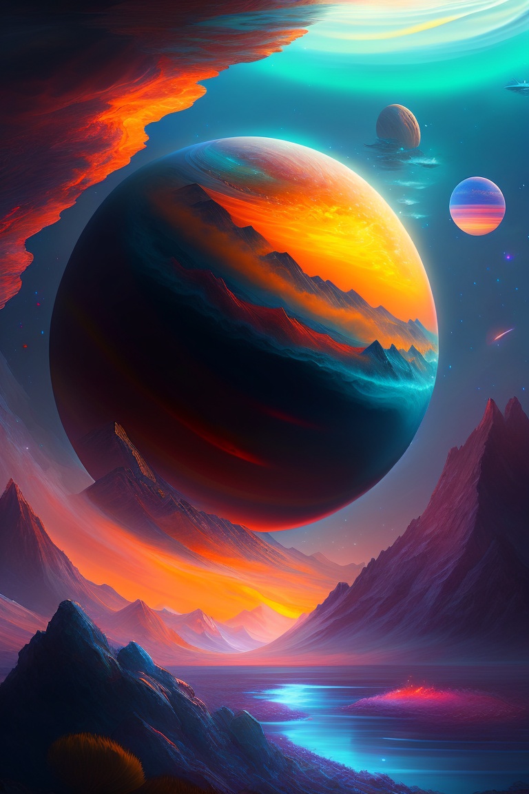 Lexica - Jupiter, cosmos, mountains, warm colors, magic, PSY, trance ...
