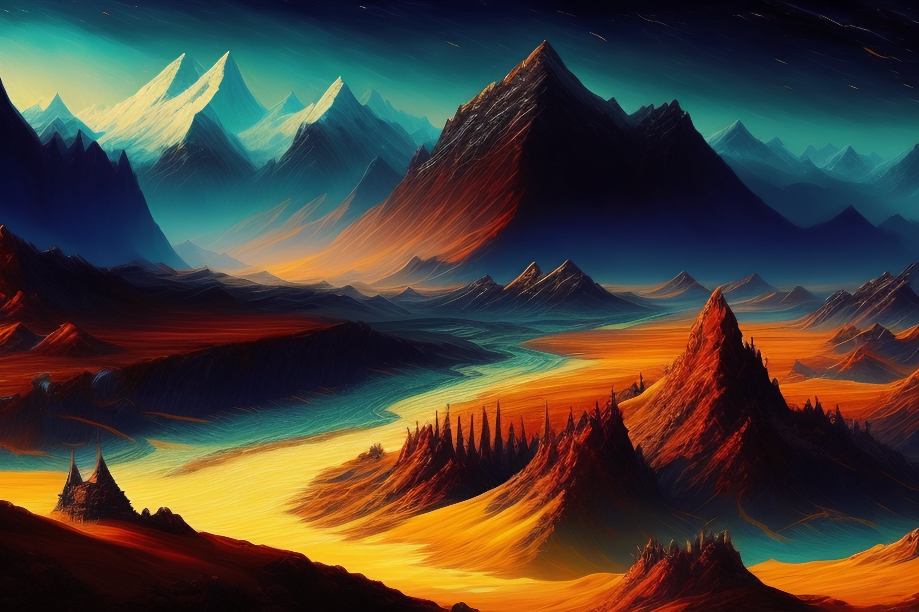 Lexica - Lands of mordor from the lord of the rings in van gogh style