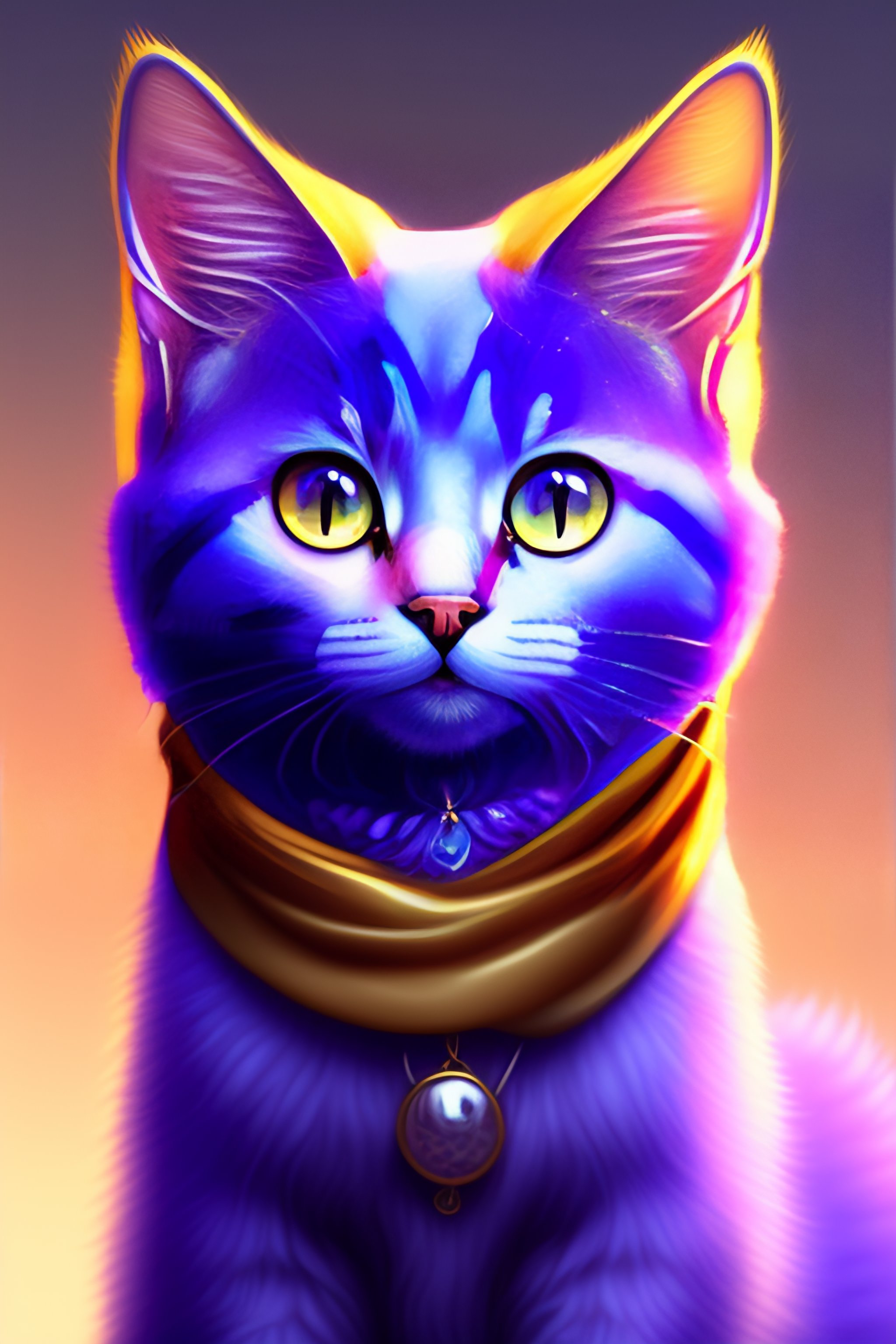 Lexica - A cat fursona with fluffy lavender and yellow fur digital art ...