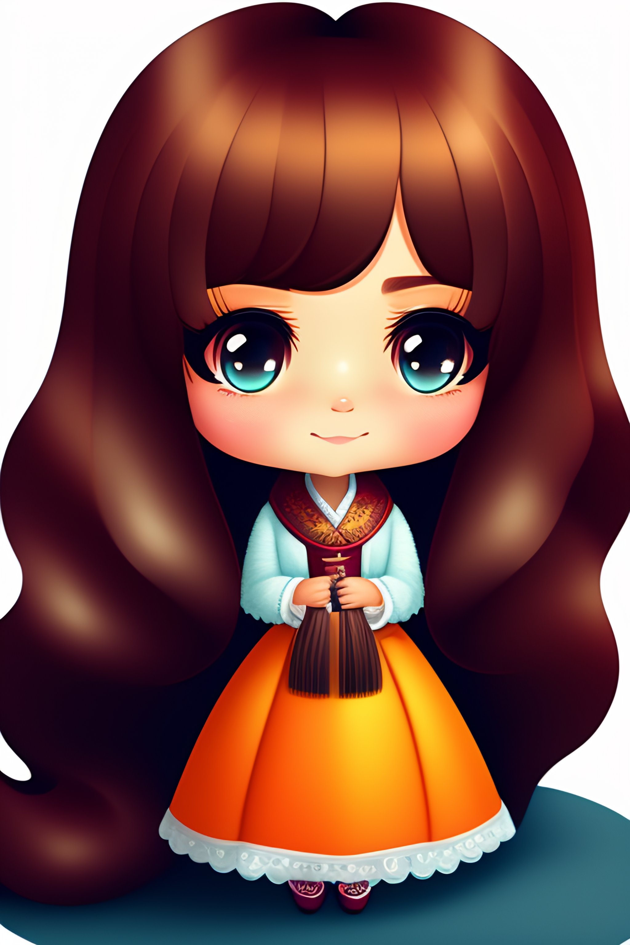 Lexica - Cozy chibi girl with long hair