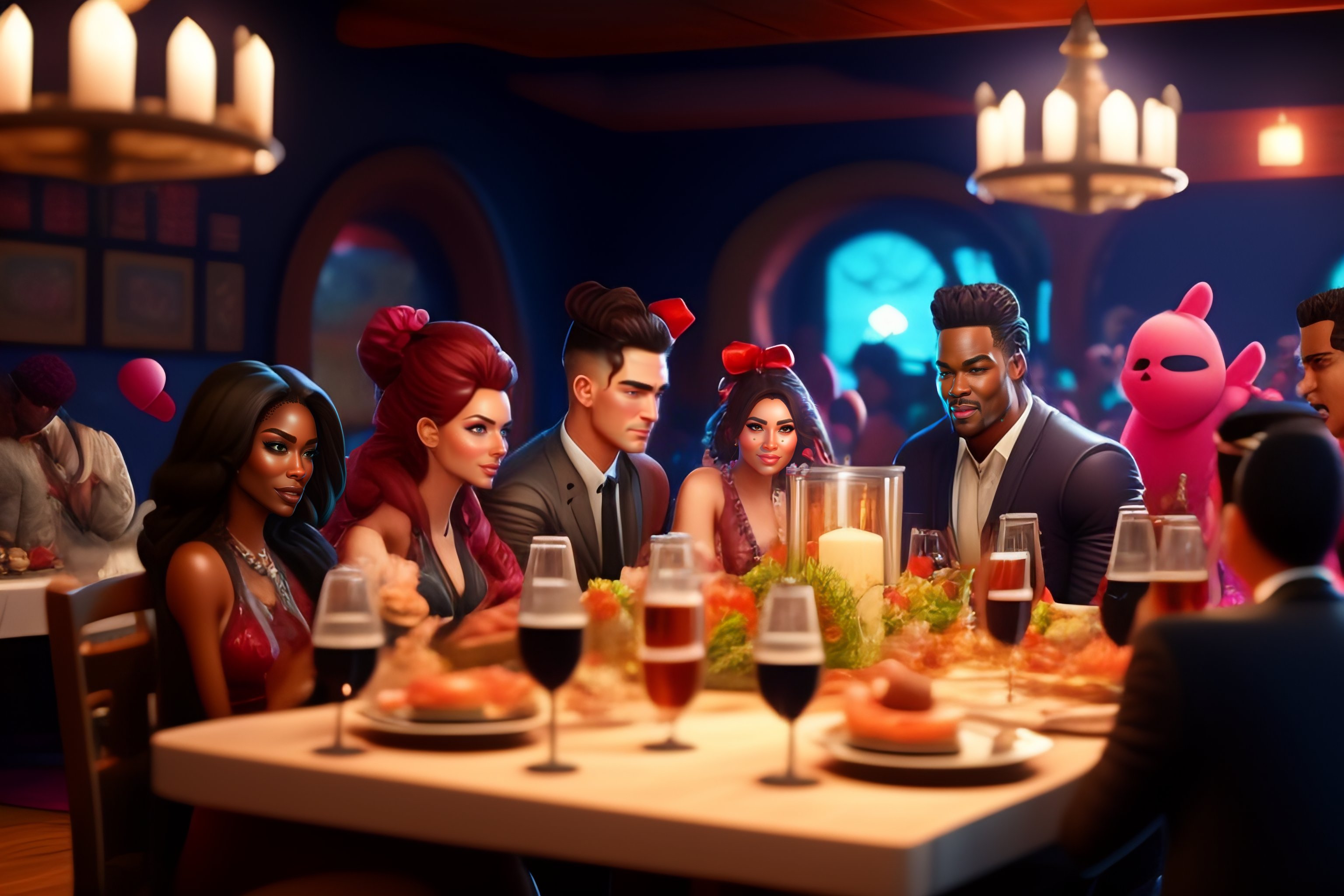 Lexica - Fortnite valentines day battle, food fight at giant table at ...