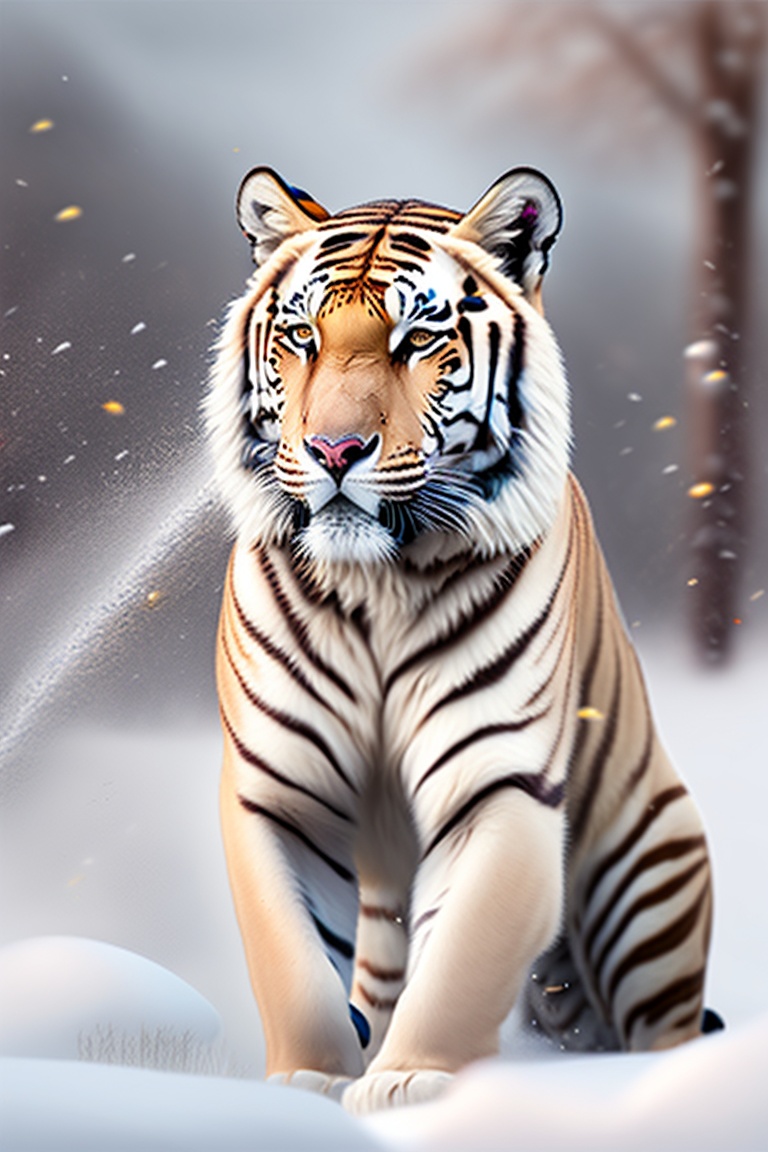 Lexica - A white tiger in a snowstorm, with high contrast and HDR ...