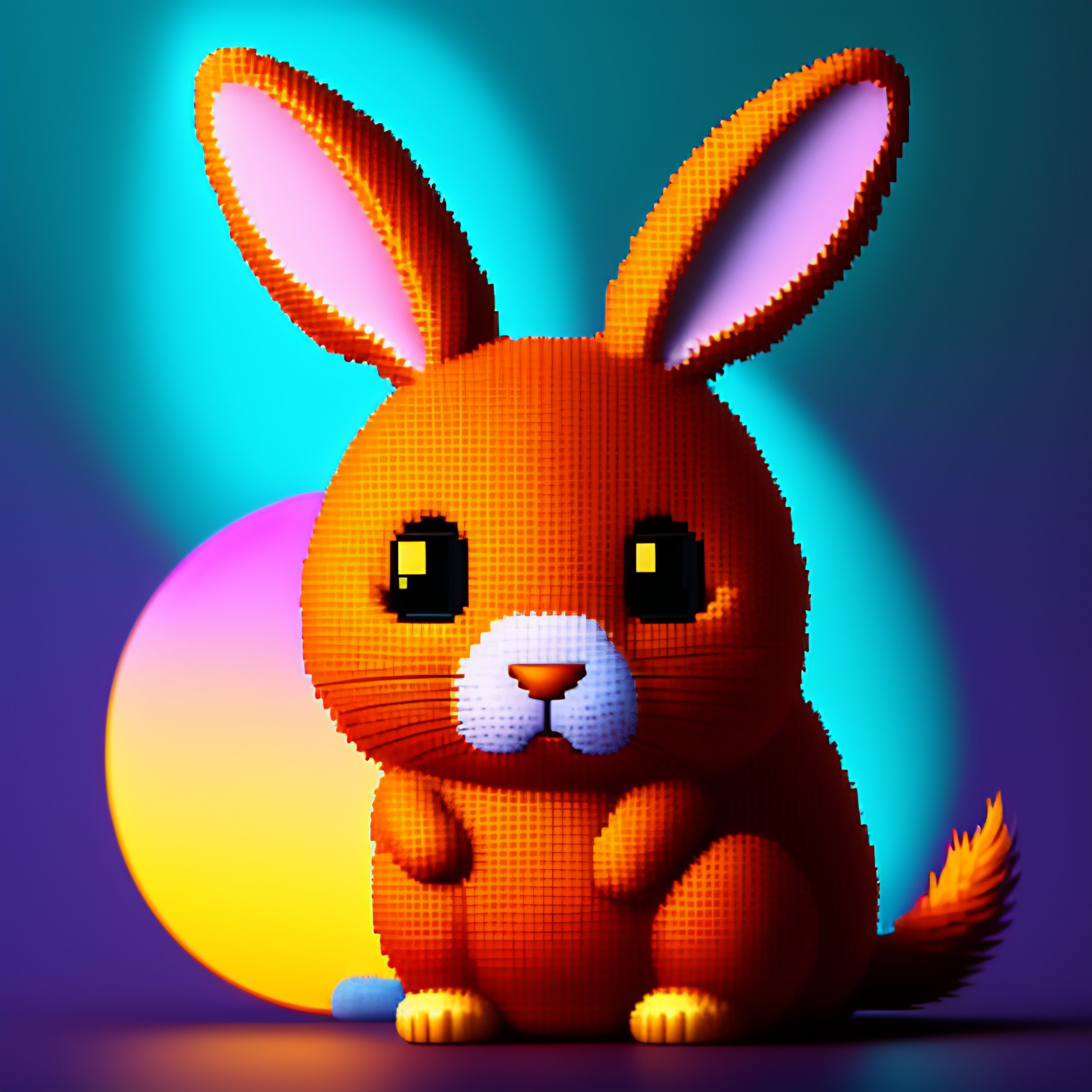 Lexica - Pixel art bunny looking at the moon, back turned, chinese new year