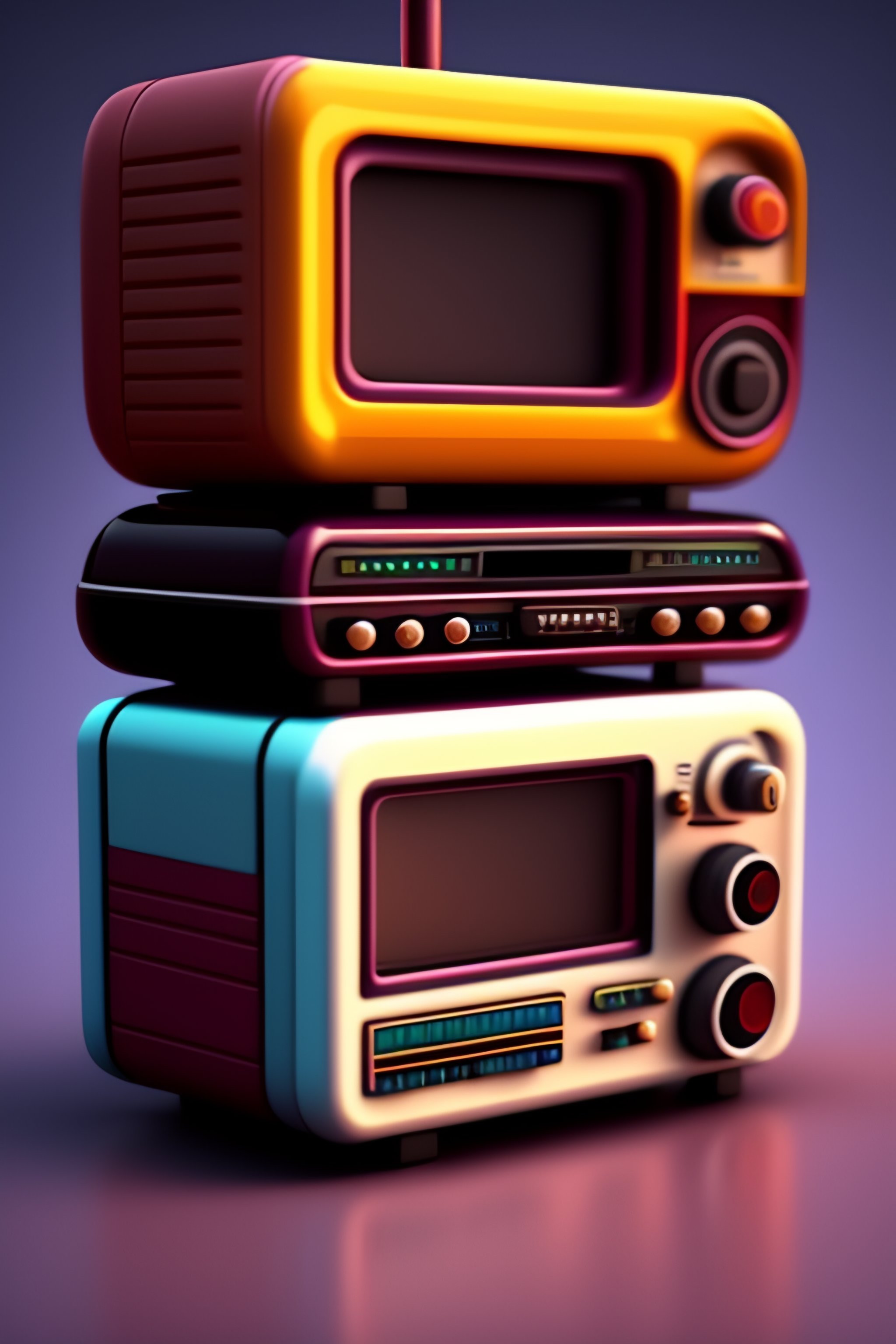 Lexica - 4D pixel retro tiny cute electronics render.