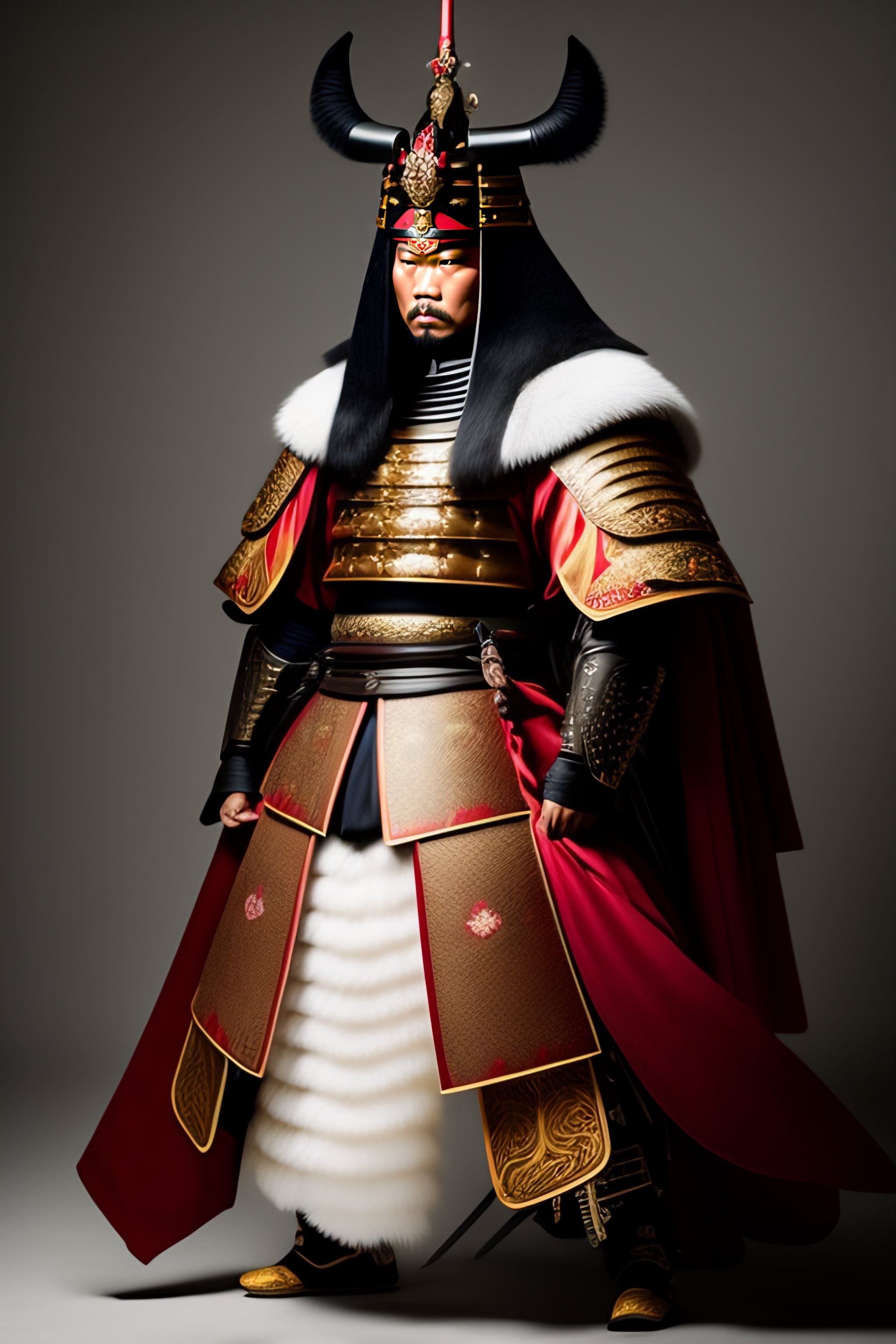 Lexica - Full body shot of a samurai wearing authentic historical armor ...