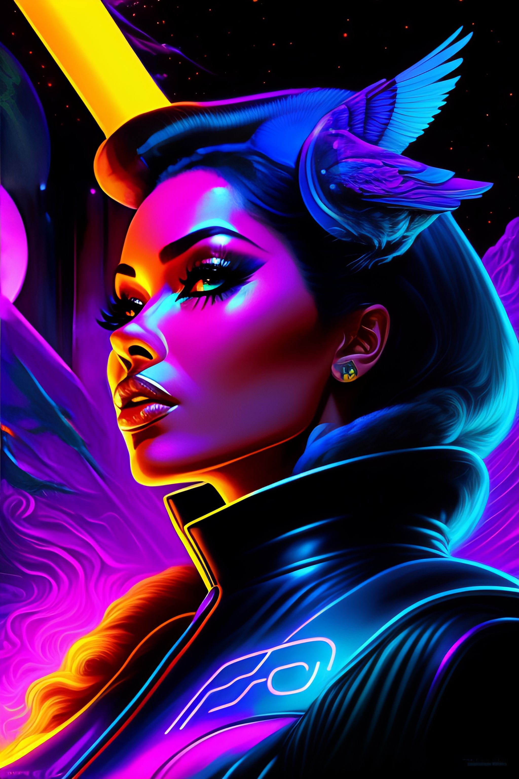 Lexica - Raven, greg tocchini, virgil finlay, sci-fi, colors, neon ...