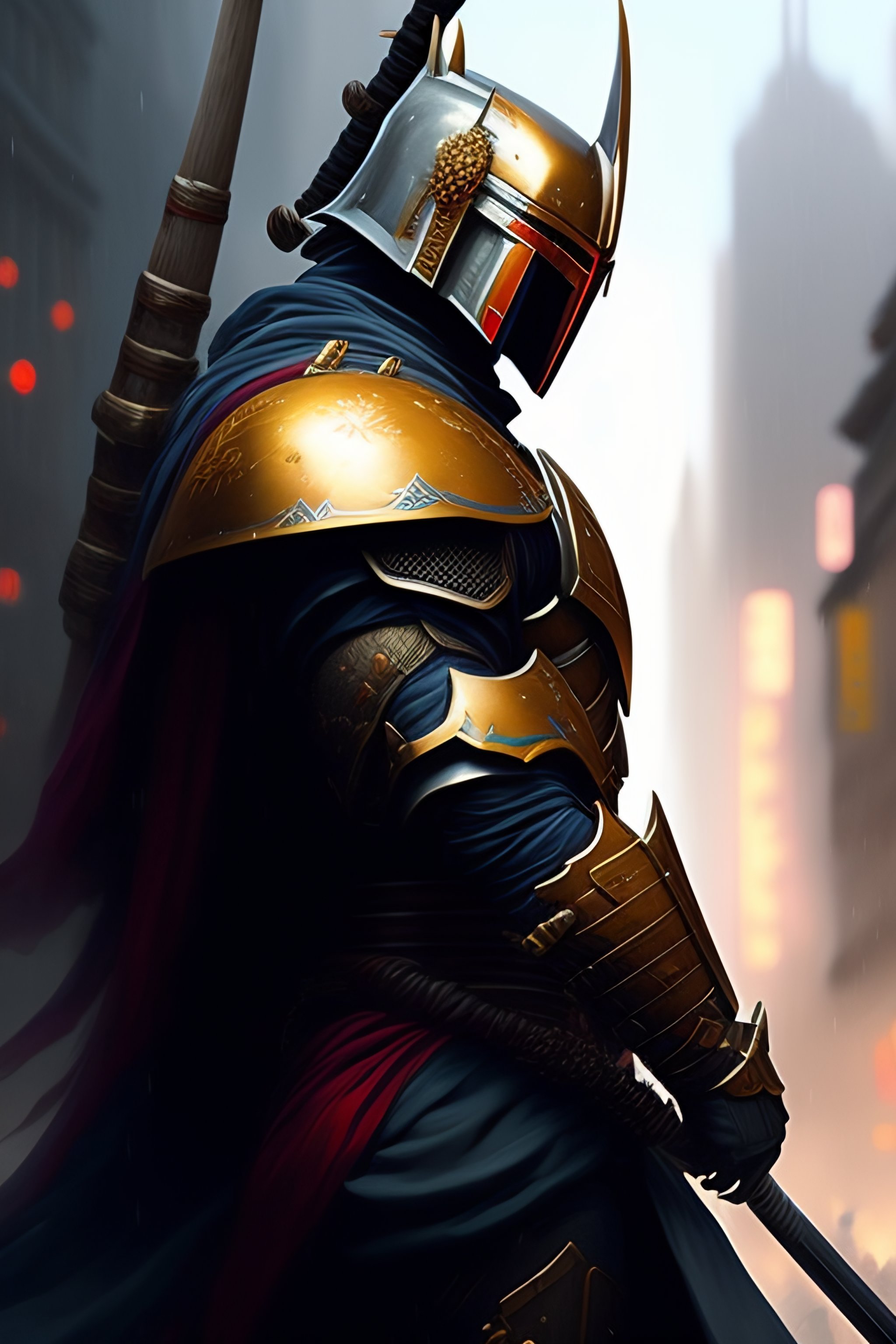 Lexica - Samurai in greg manchess portrait painting of armored bobba ...