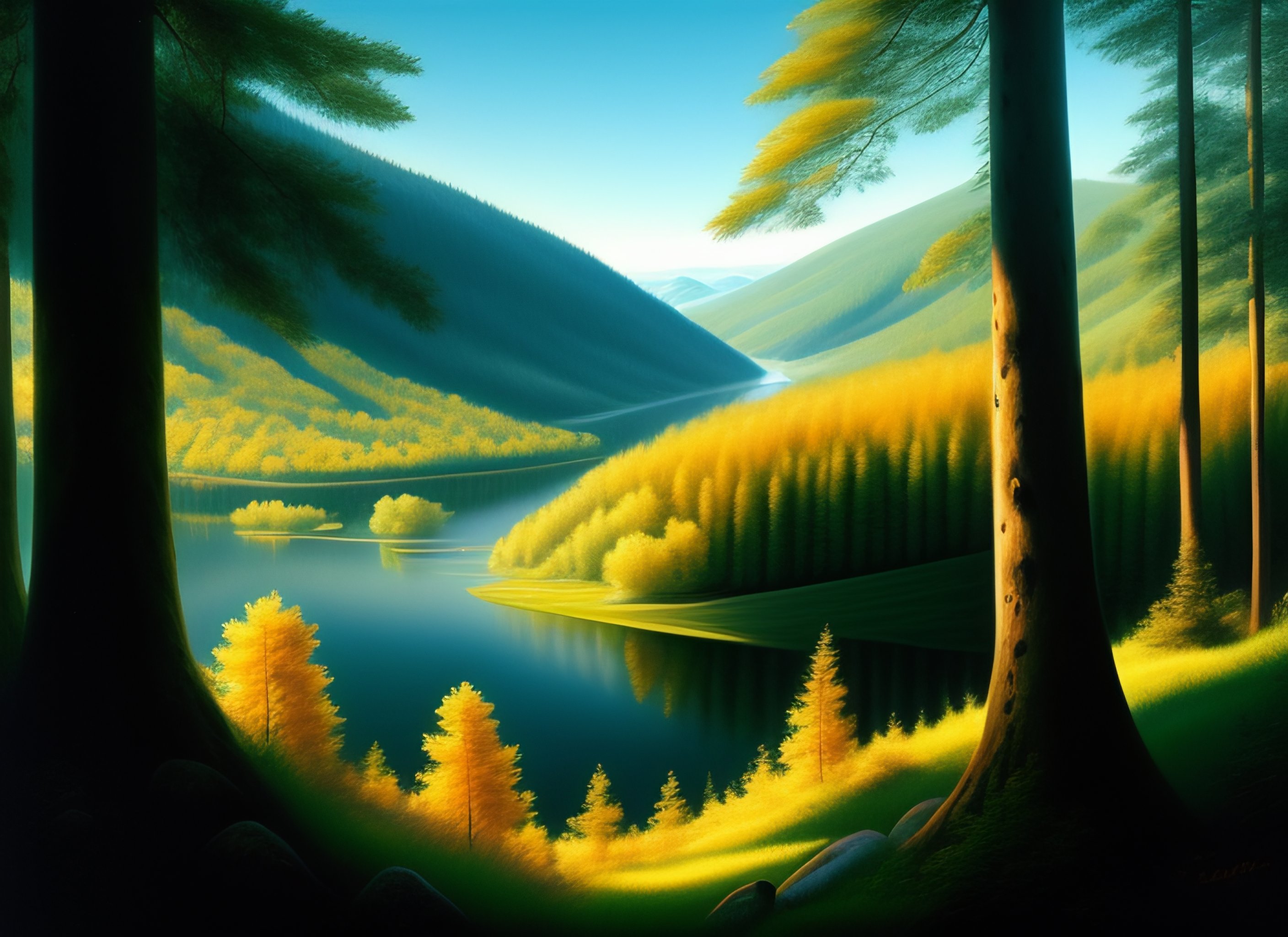 Lexica - Down view of a forest , hyper realism