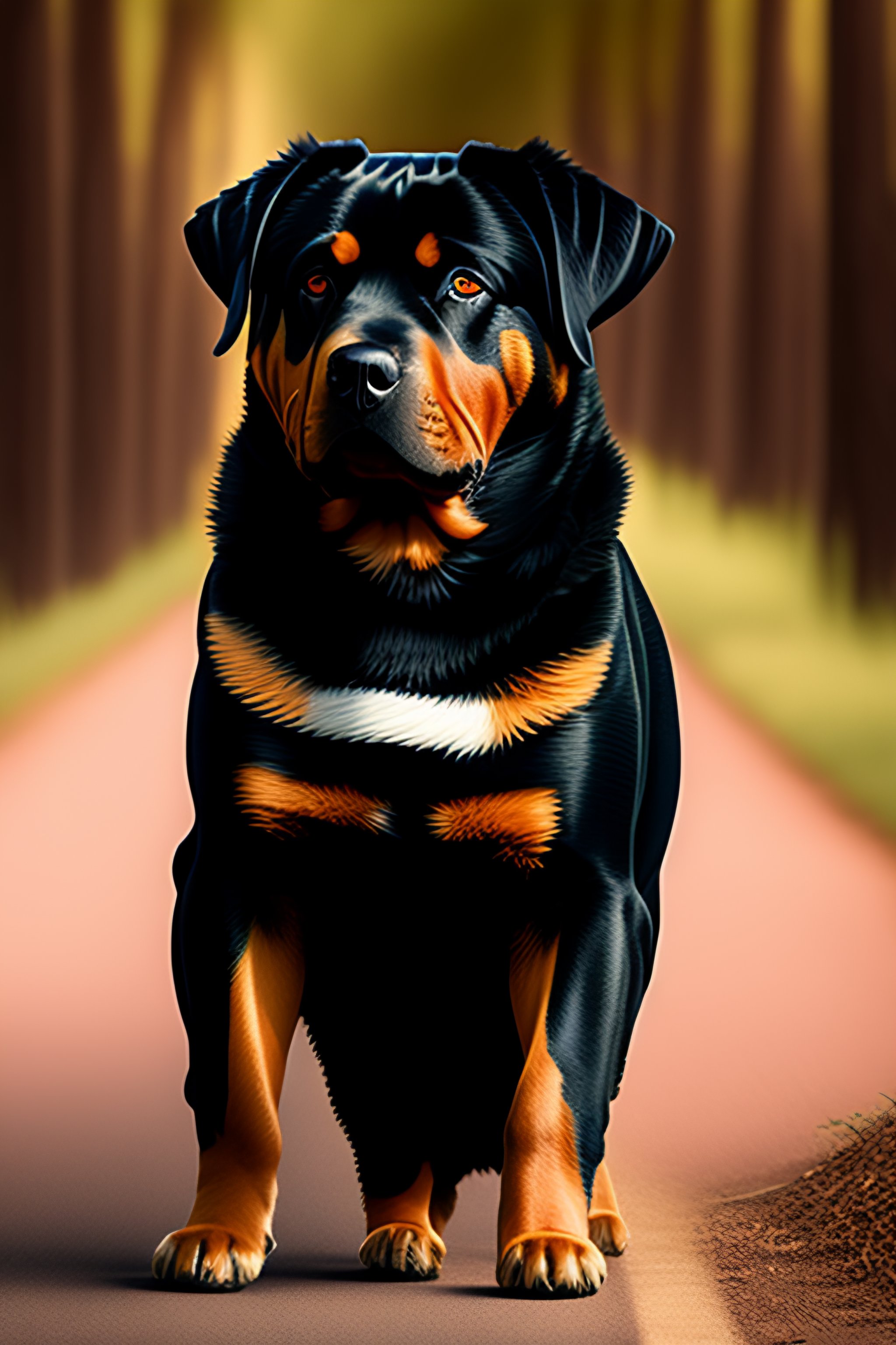 Lexica - Rottweiler dog hunting its shadow, cute
