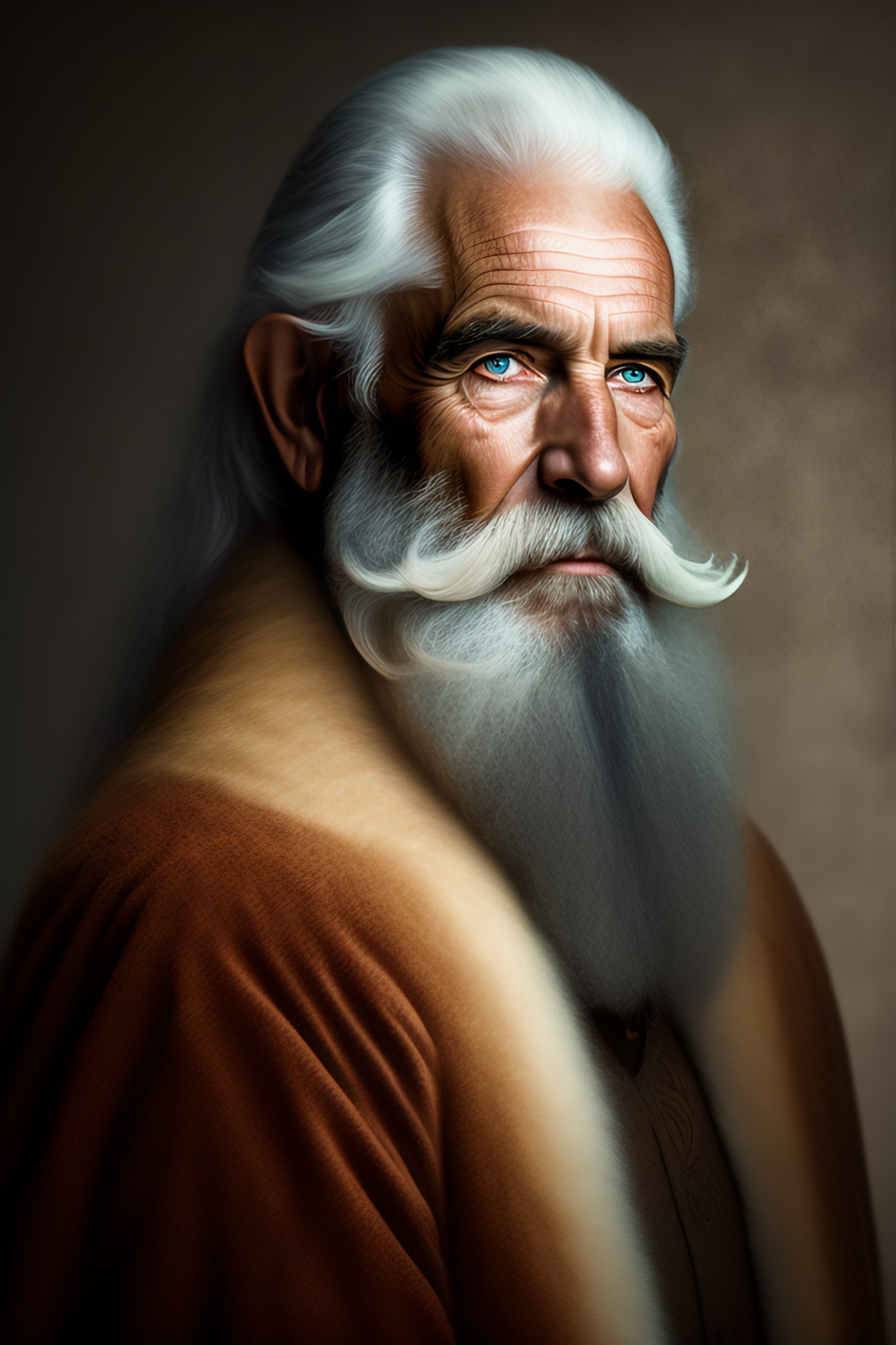 Lexica - Old aged half man half woman elf with huge beard portrait