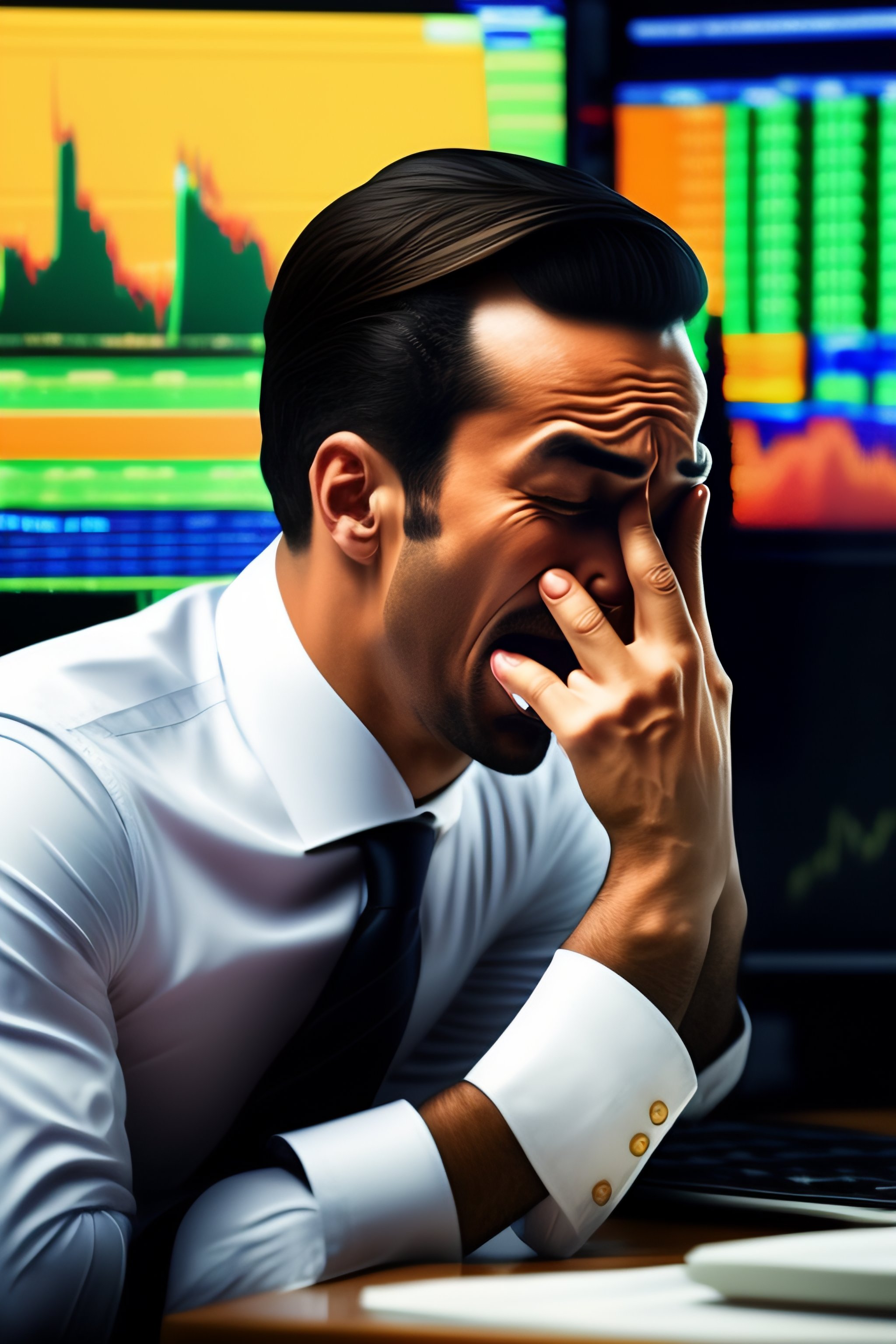 Lexica - Crying and sad Stock trader loosing money,Markets crashing,vintage picture