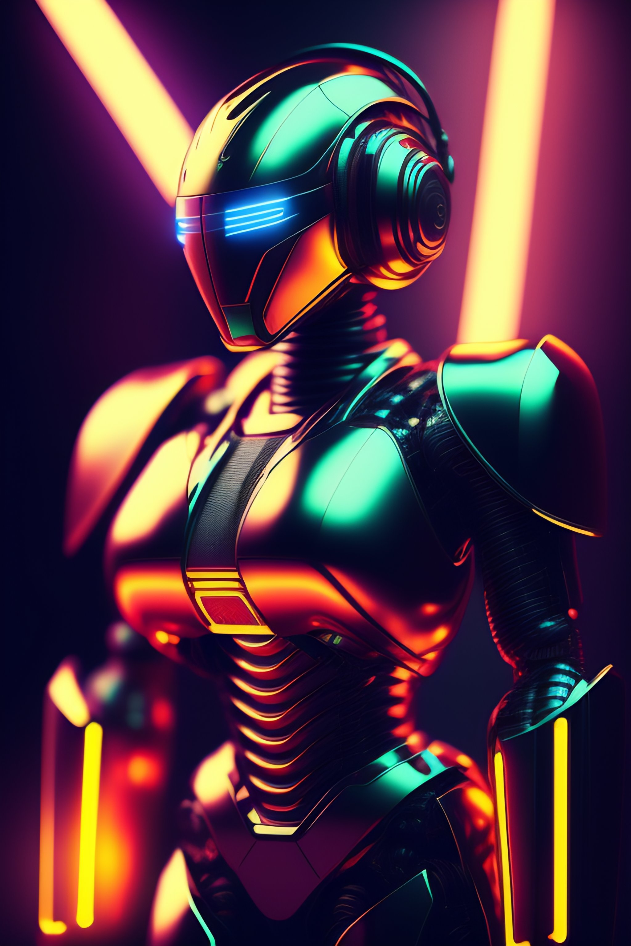 Lexica - 8k ultra realistic, high definition , robot, neon light