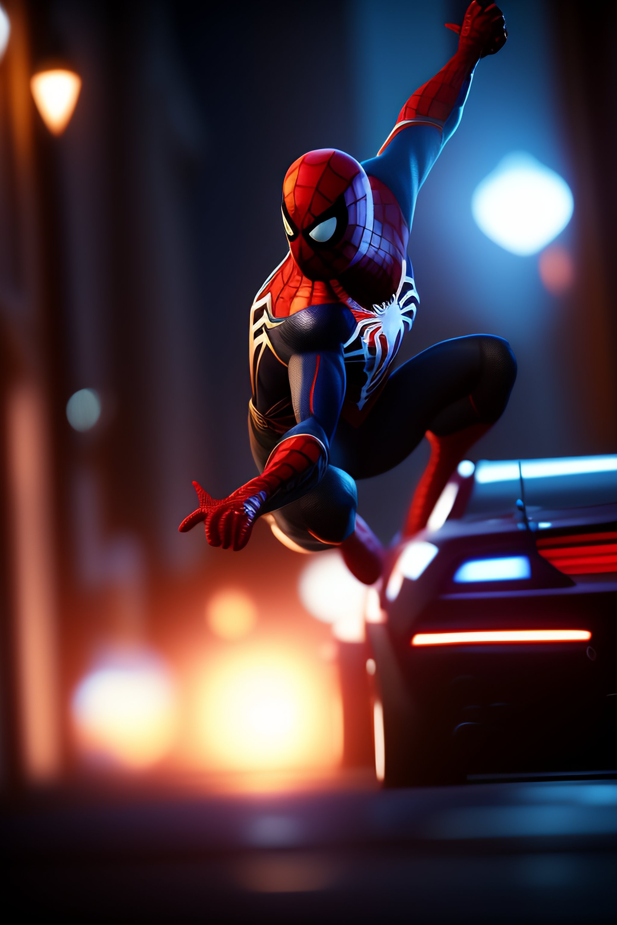 Lexica - Spider-man medium shot, cinematic light, ultra-detailed, super-detailed, 8k, unreal engine
