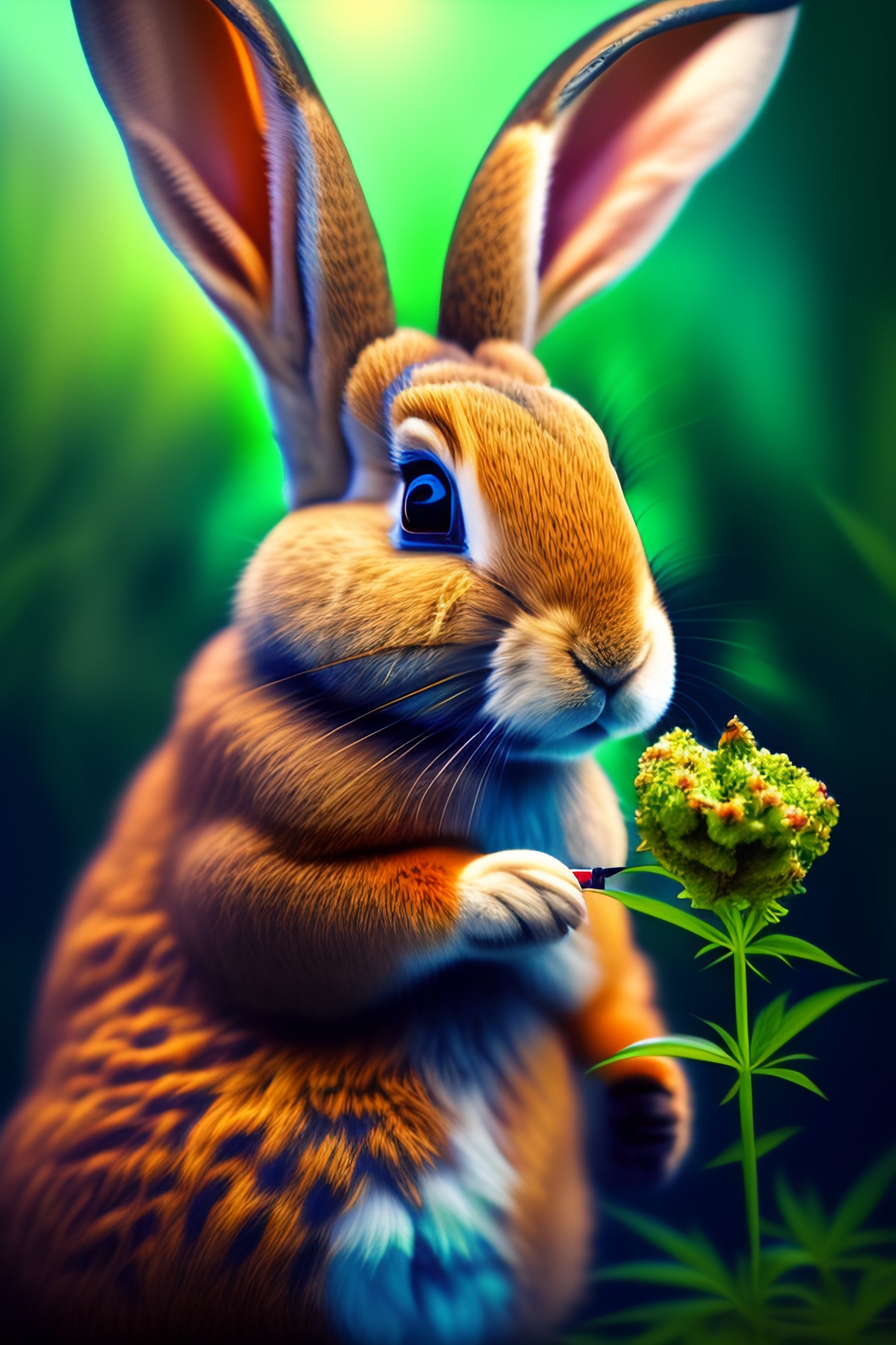 Lexica - A rabbit smoking a joint in peace saying "Nina I love you" he ...
