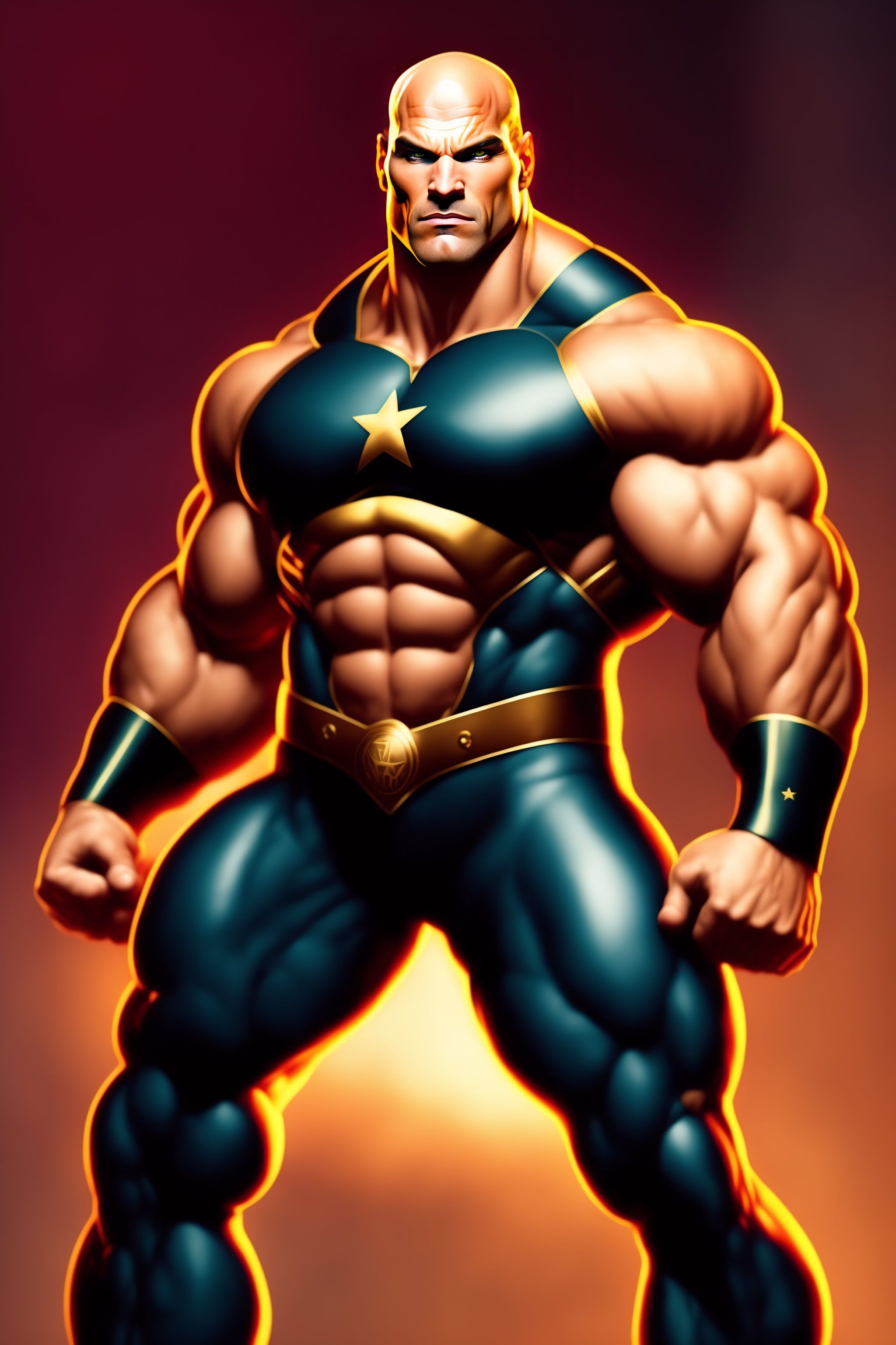 Lexica - Picture of bald muscular superhero