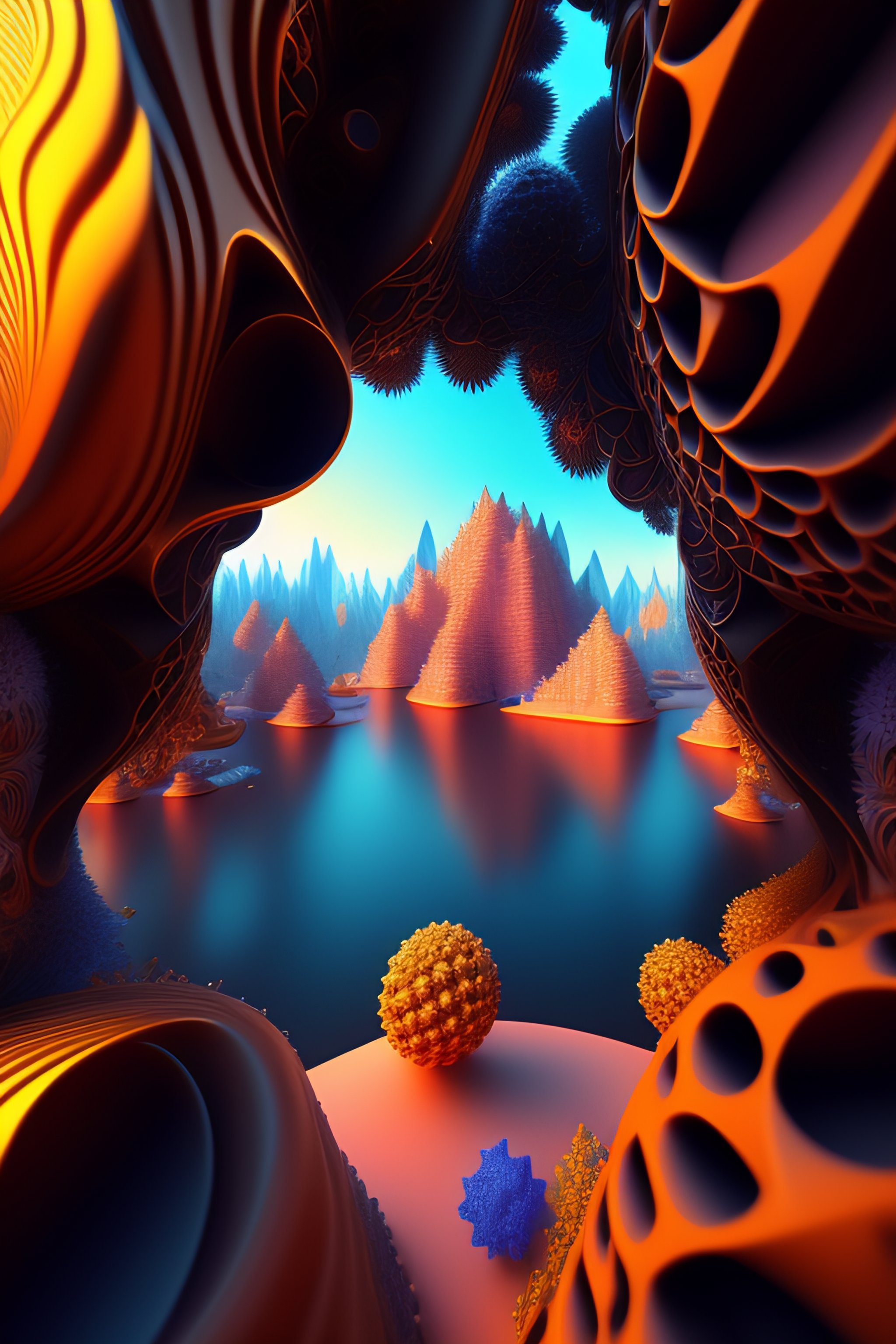 Lexica - 3d fractal background by Escher, psychedelic, mandelbulb 3d ...