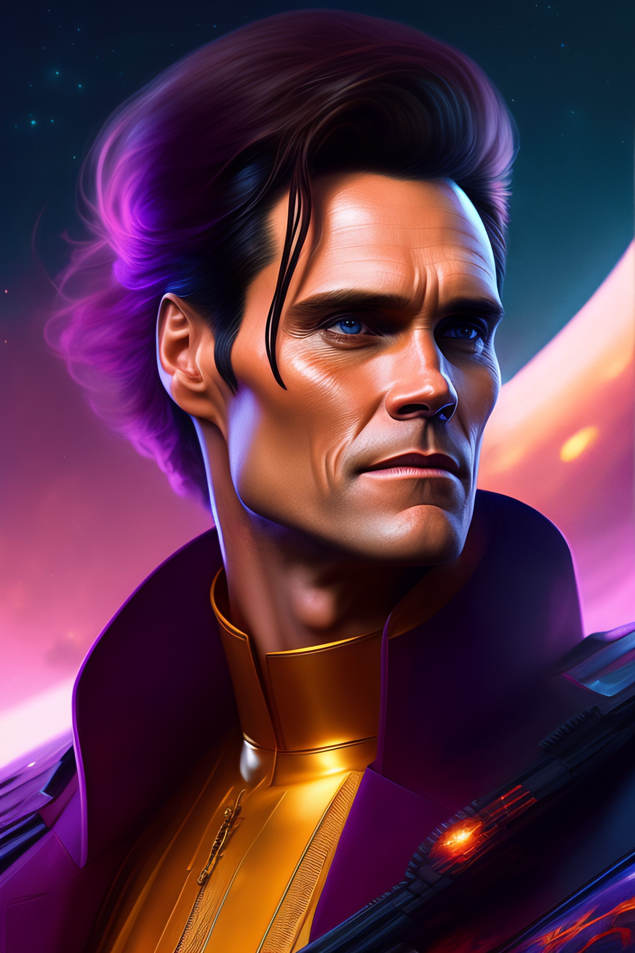 Lexica - Portrait of jim carrey in a desolate space colony, by Anna ...