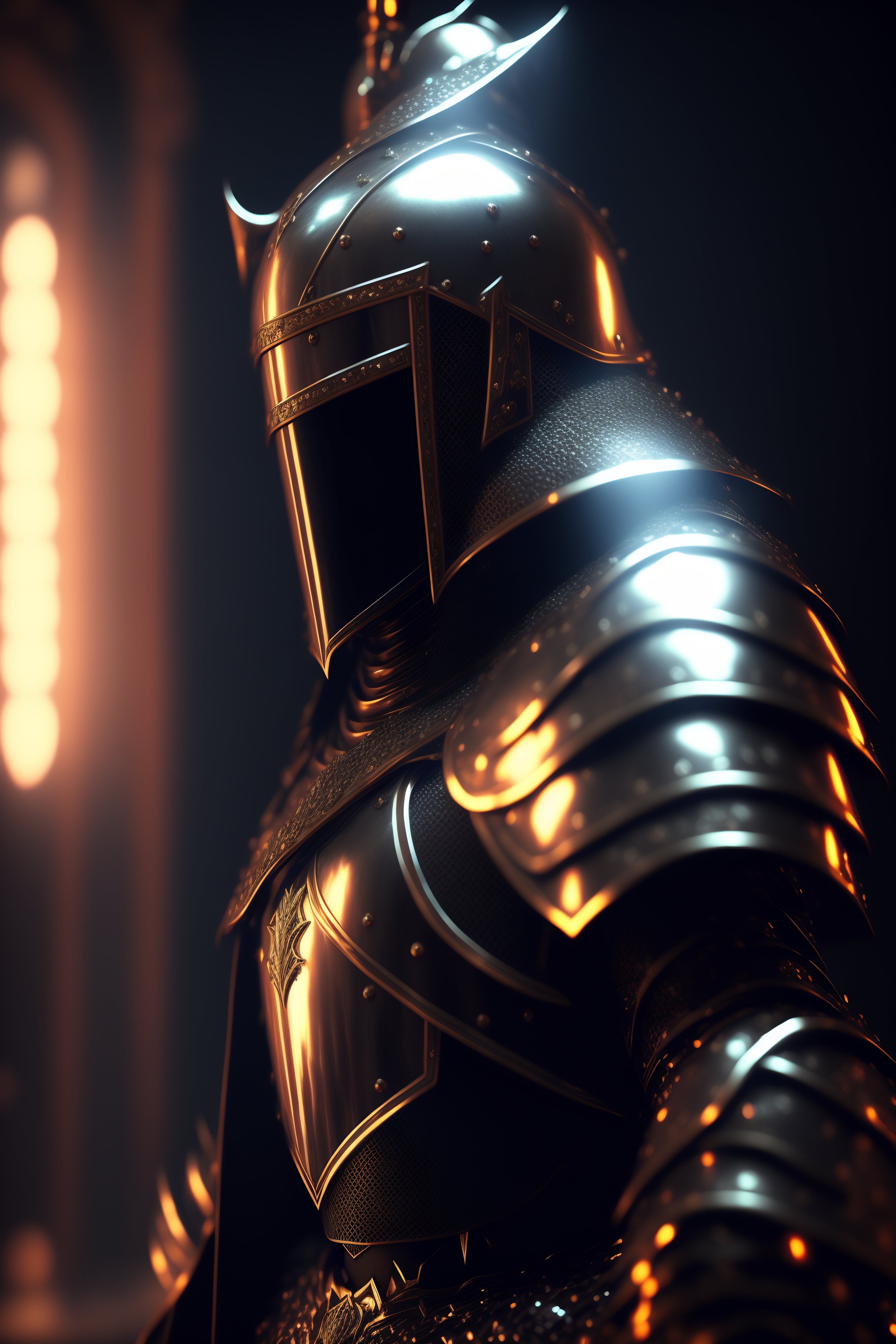 Lexica - A Knight in black crystal armor, Unreal Engine, , 4K, armor ...