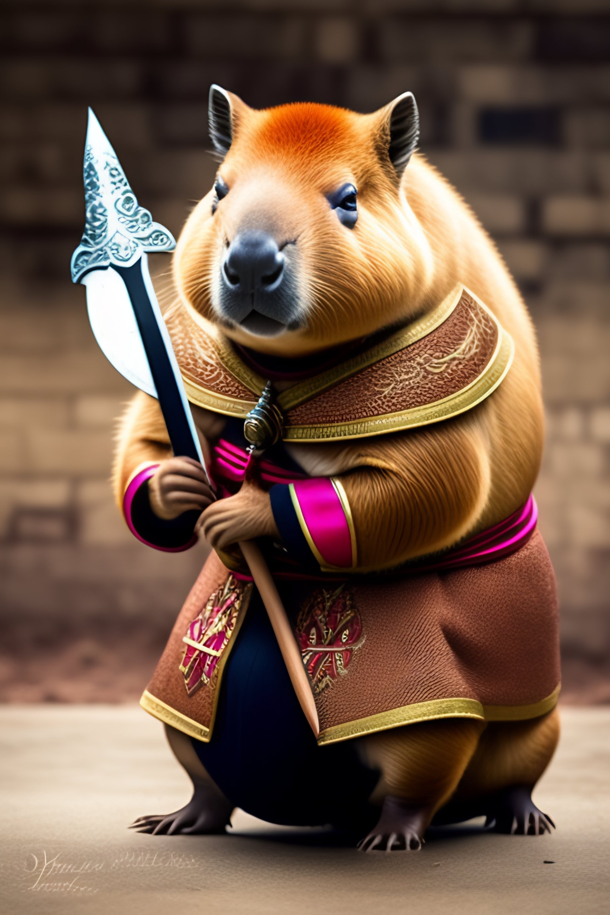 Lexica - Capybara dress of king with a sword and shield, 2d, cartoon ...