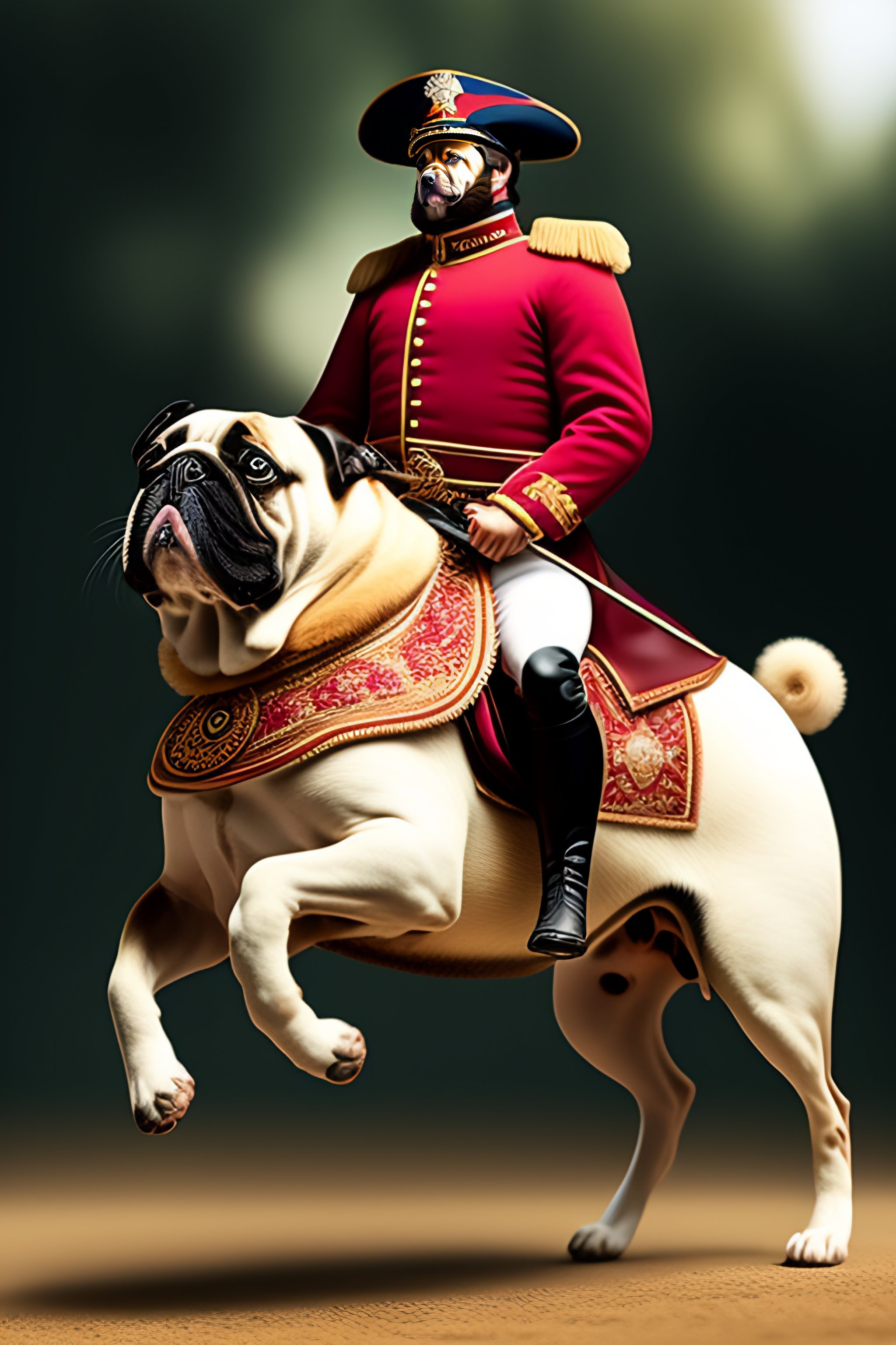 Lexica - Napoleon riding a giant pug