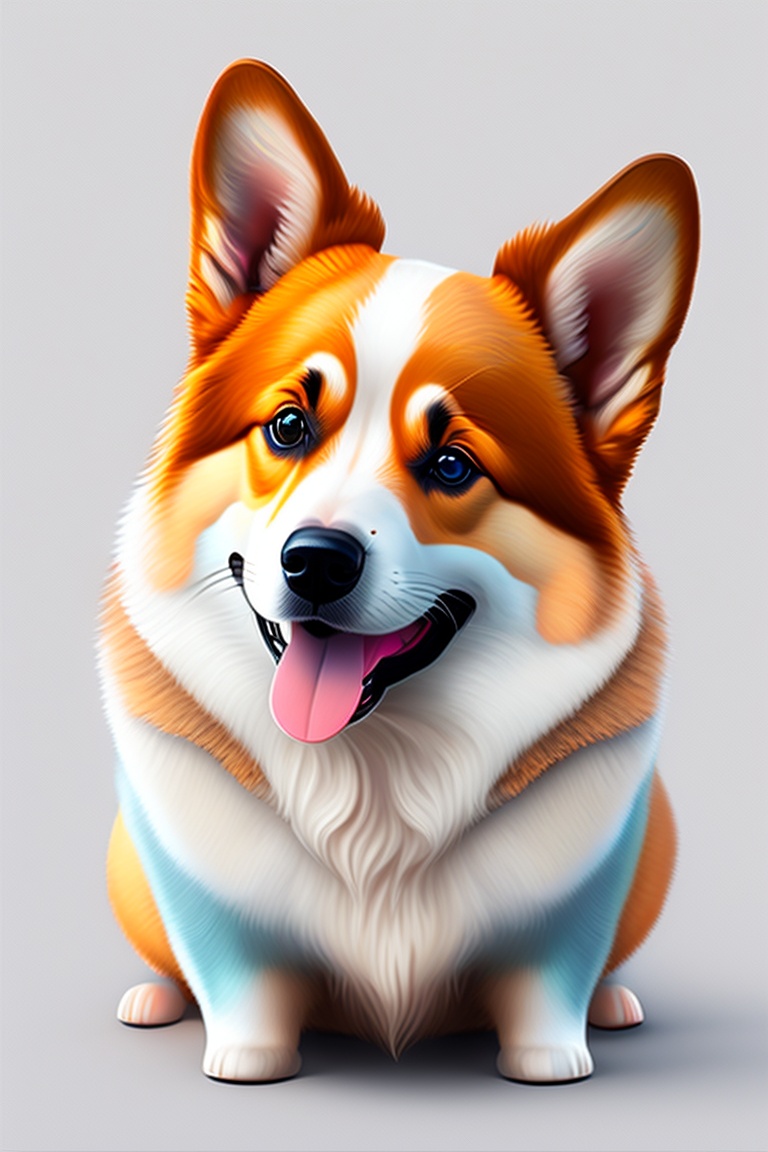 Lexica - Corgi, flat design, white background, head only, cute, kawaii