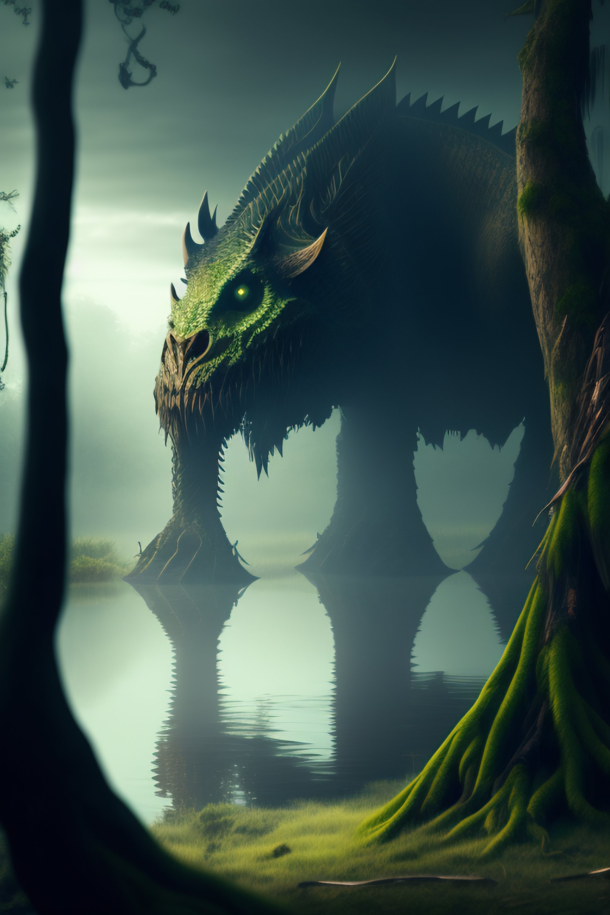 Lexica - Monster of nature, creature made of wood and leaves, grim ...