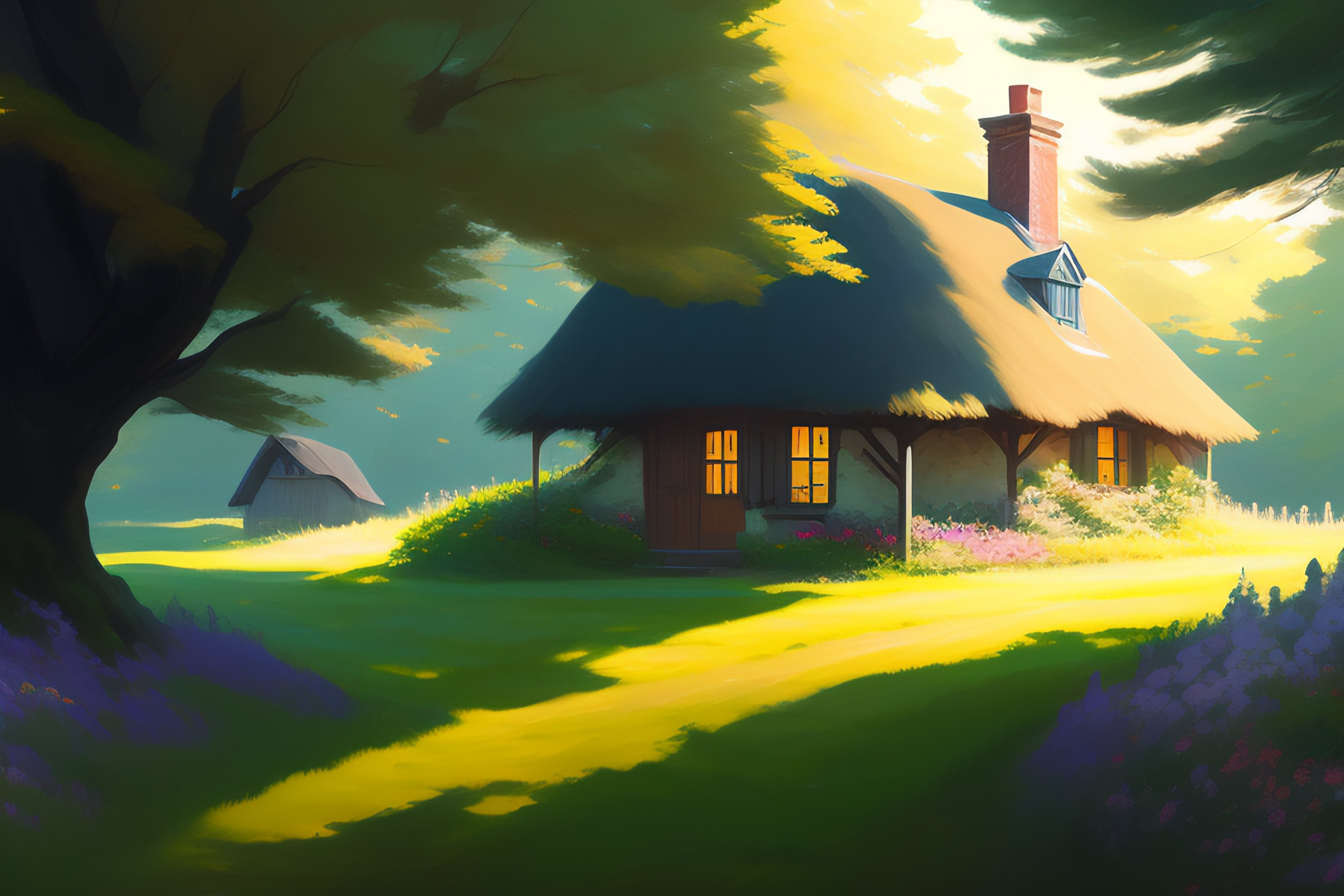 Lexica - A breathtaking country cottage landscape for a peaceful mind ...