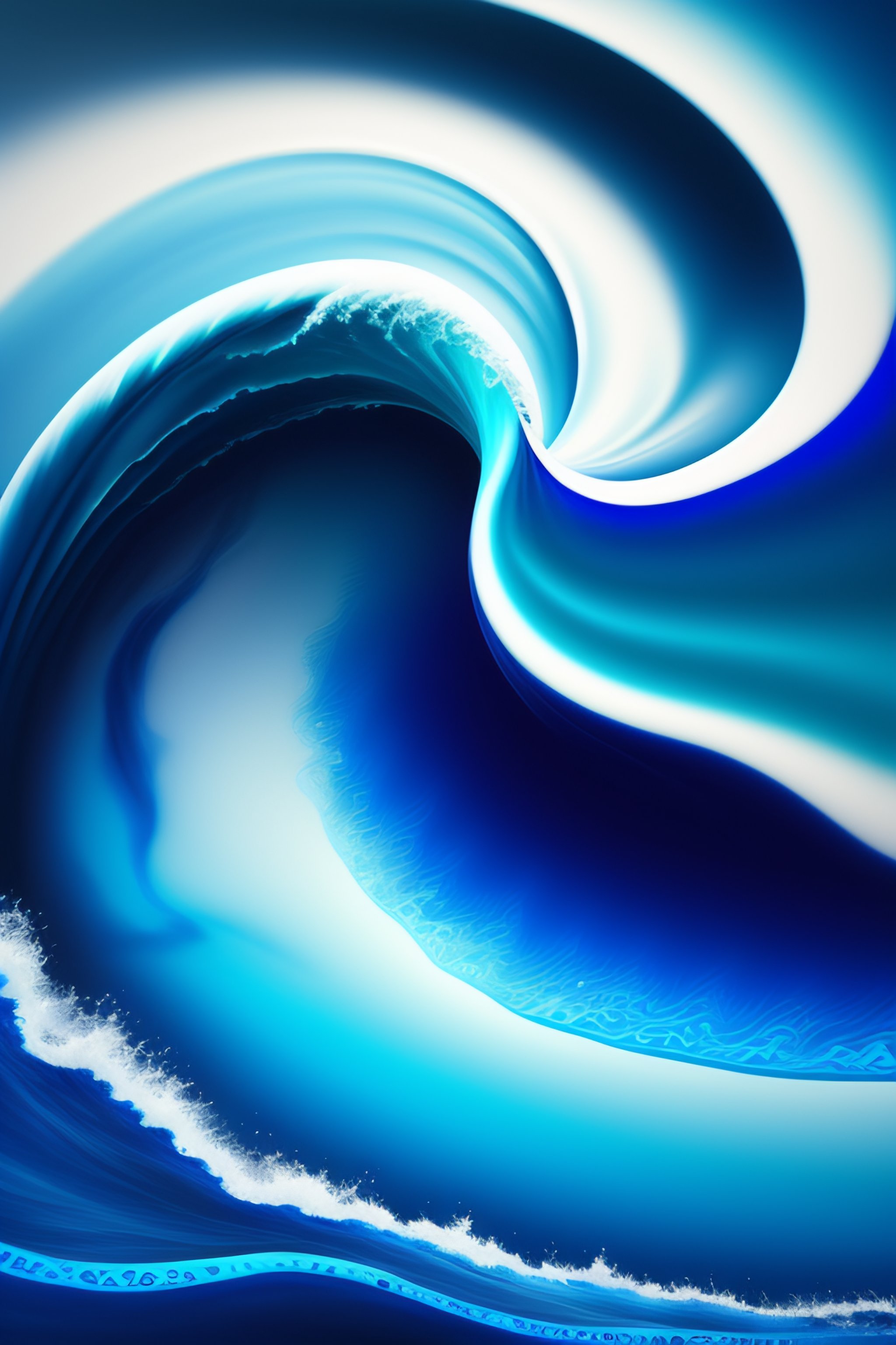 Lexica - Japan style painted wave, abstract, blue and white only, no ...