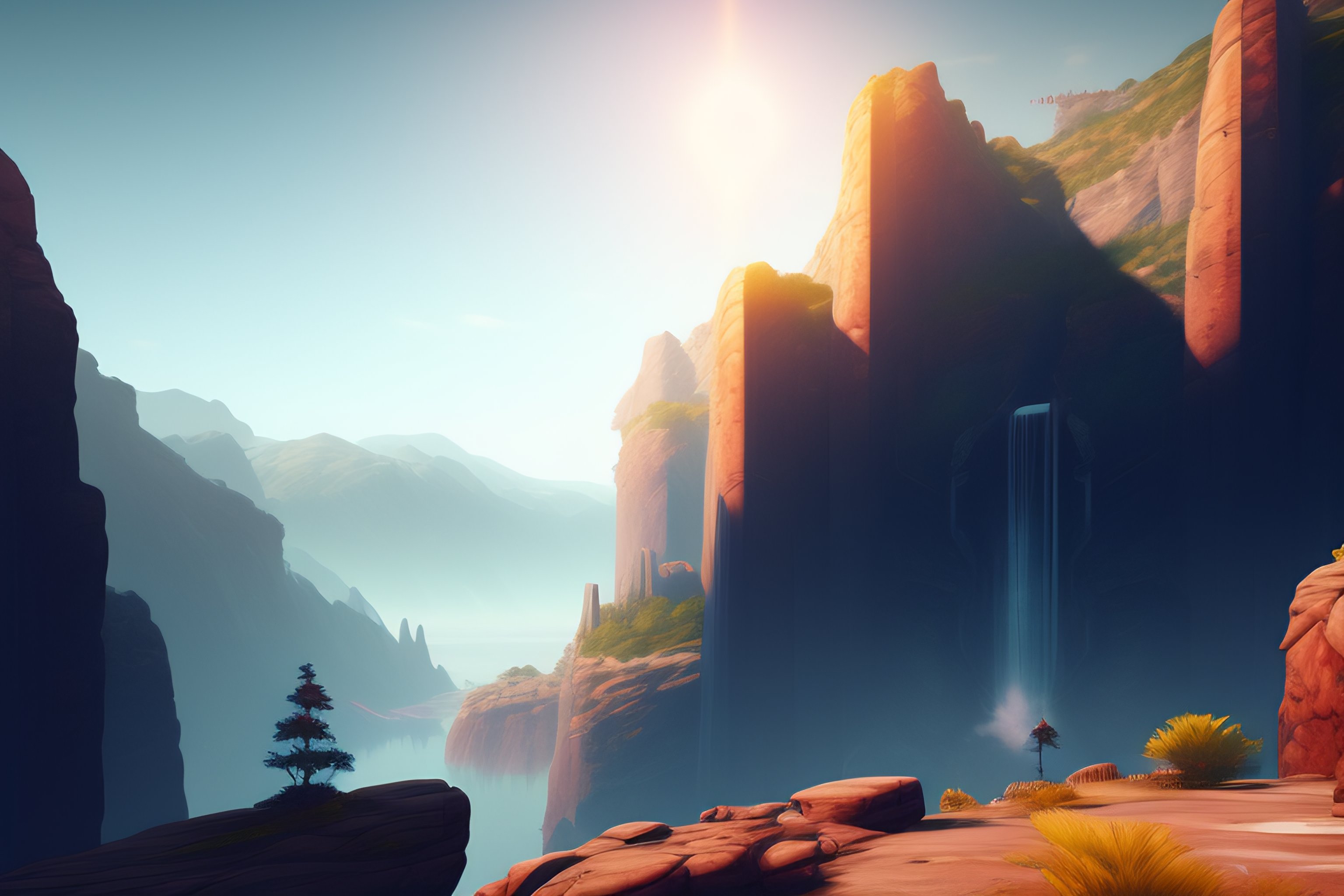 Lexica - Giant clear place big white cliff edge megastructure the wall ...