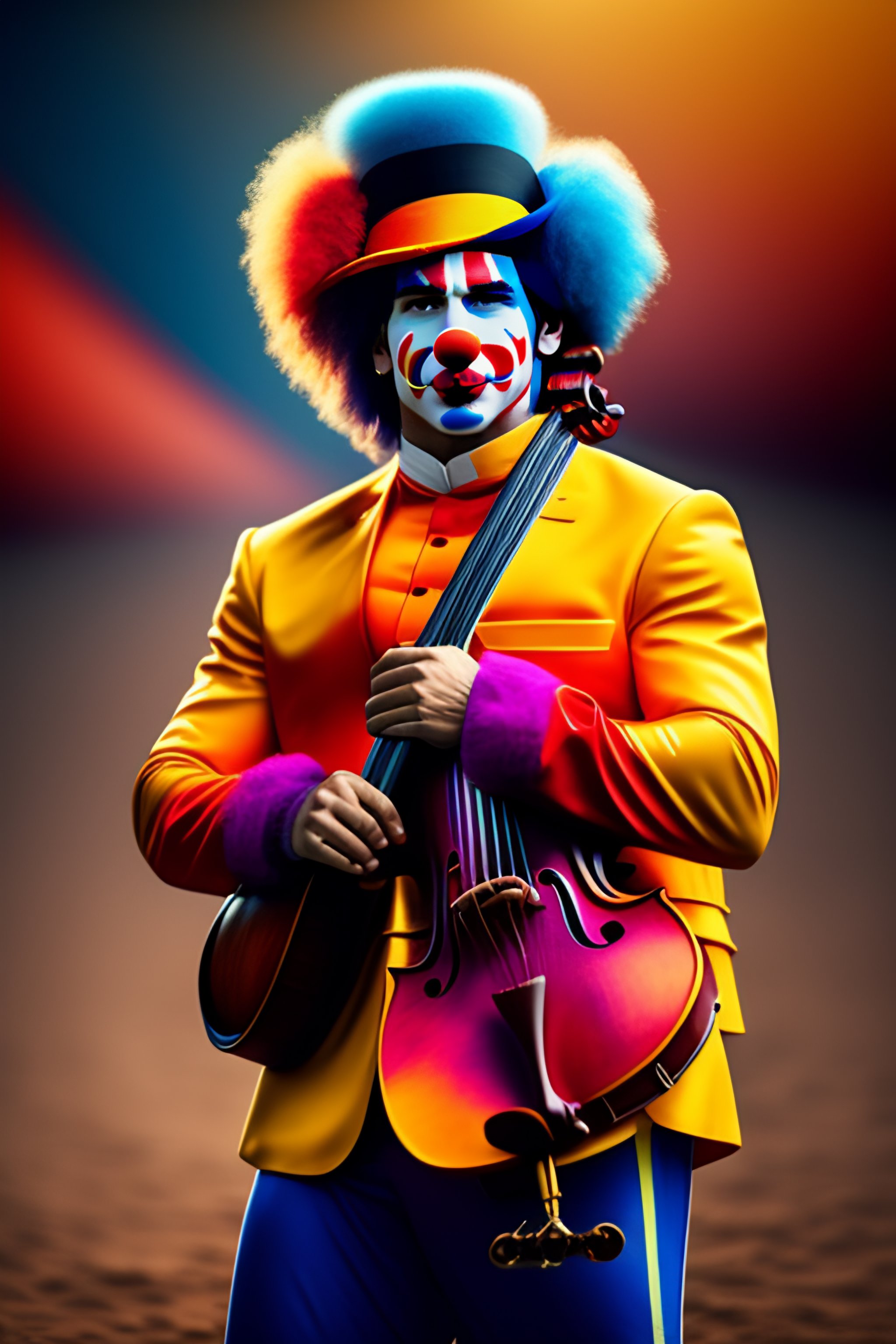 Lexica - Leonel messi disguised as a clown, with a violin on the planet ...