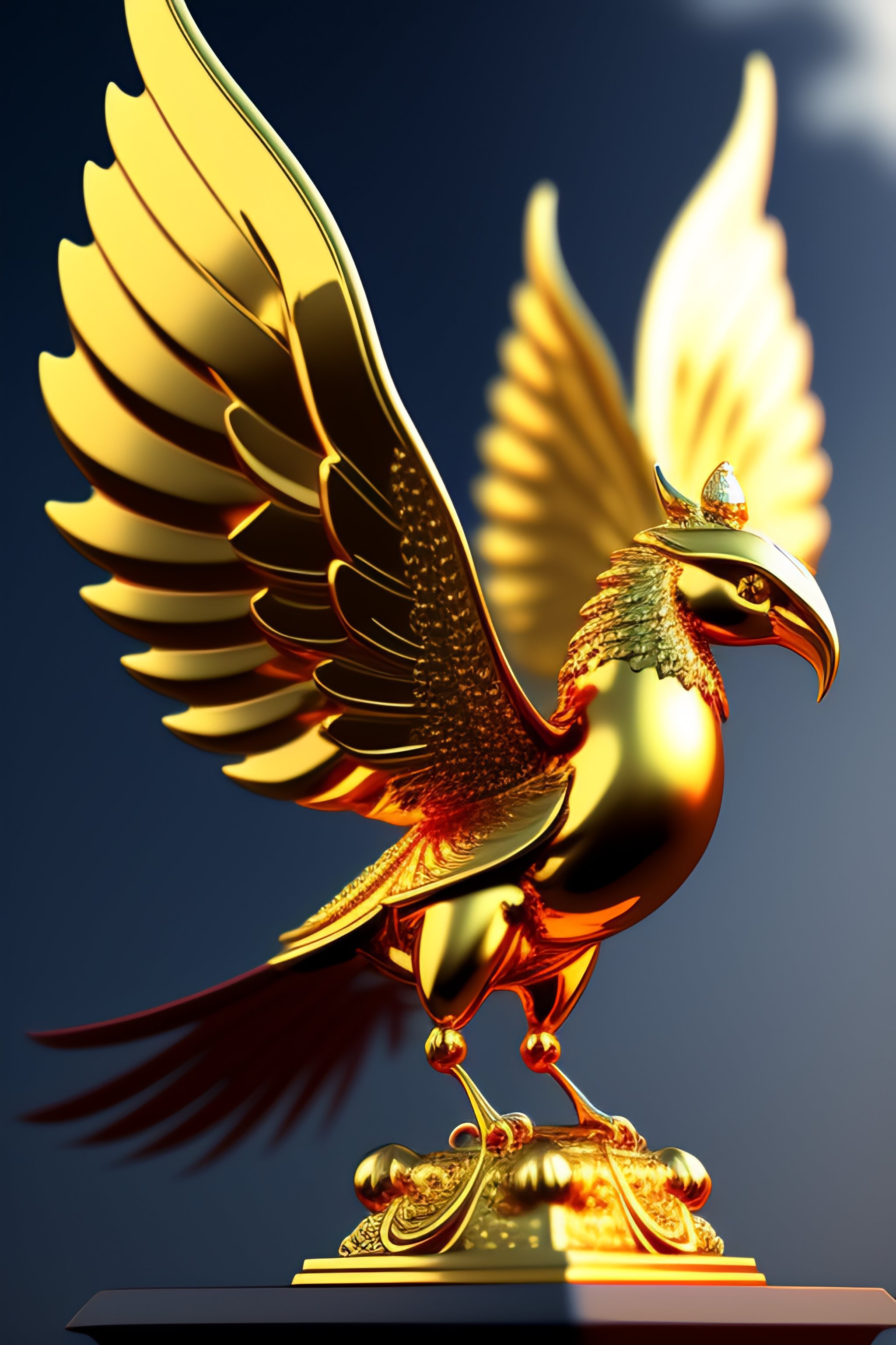 Lexica - A metal Garuda bird golden wings, very detailed, realistic ...